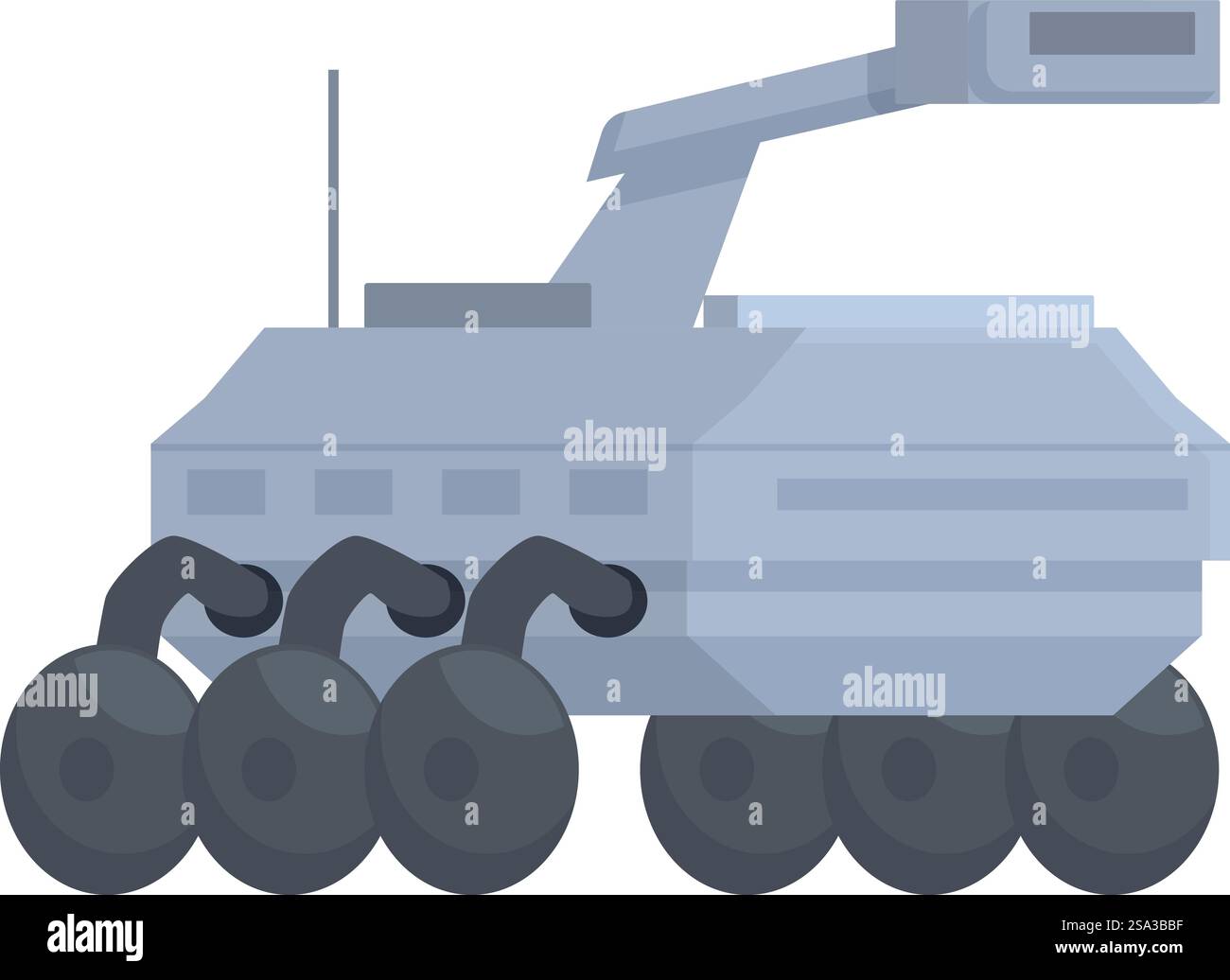 Vector illustration of a stylized armored tank, isolated on a white background. Cartoon military ...
