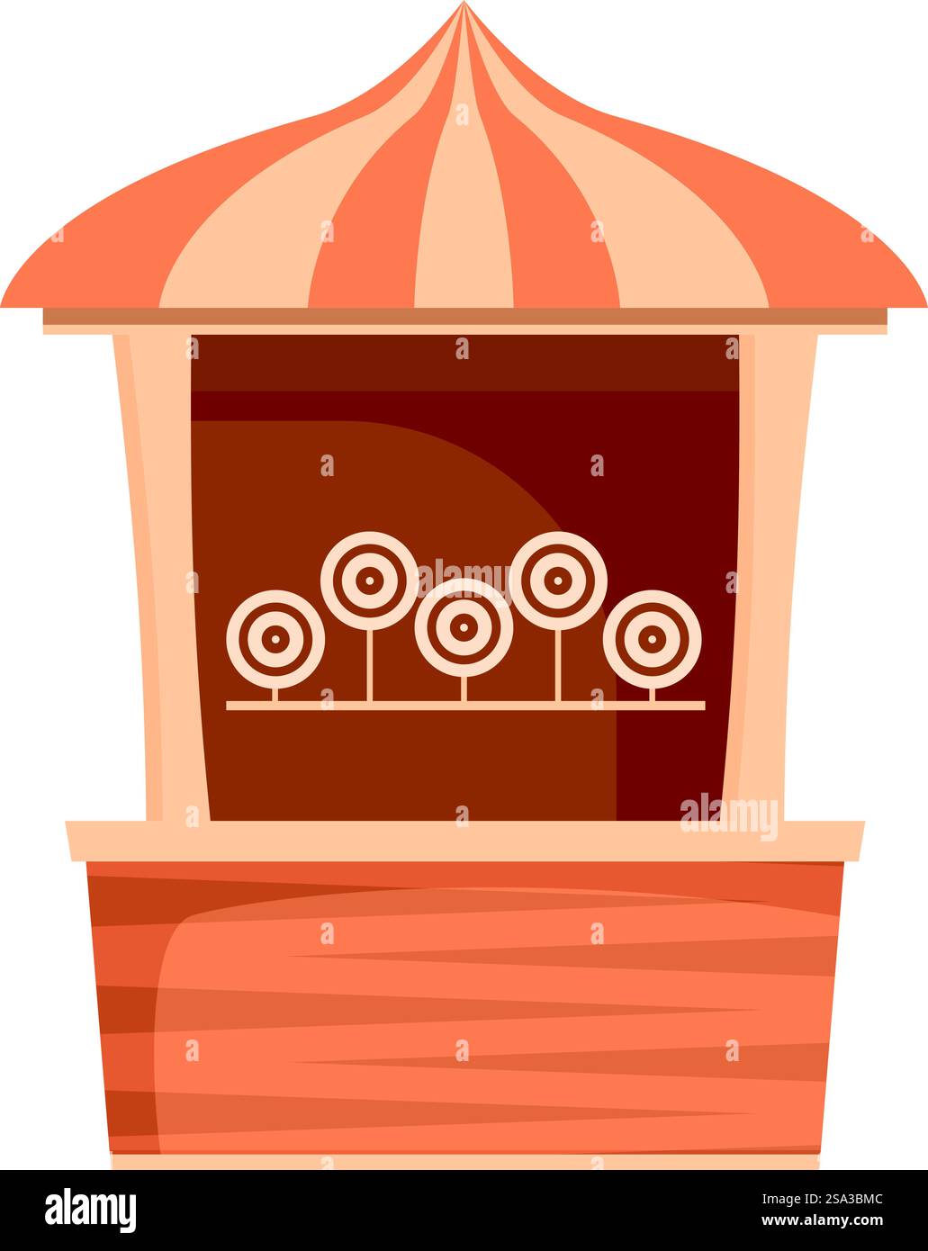 Colorful and playful cartoon shooting gallery booth at the fairground ...