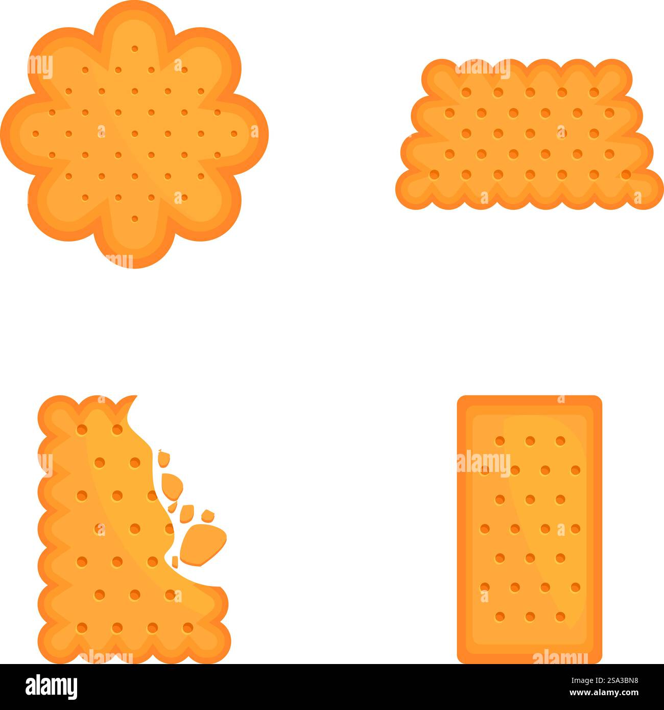 Illustration of four different shaped cartoon biscuit cookies on a ...