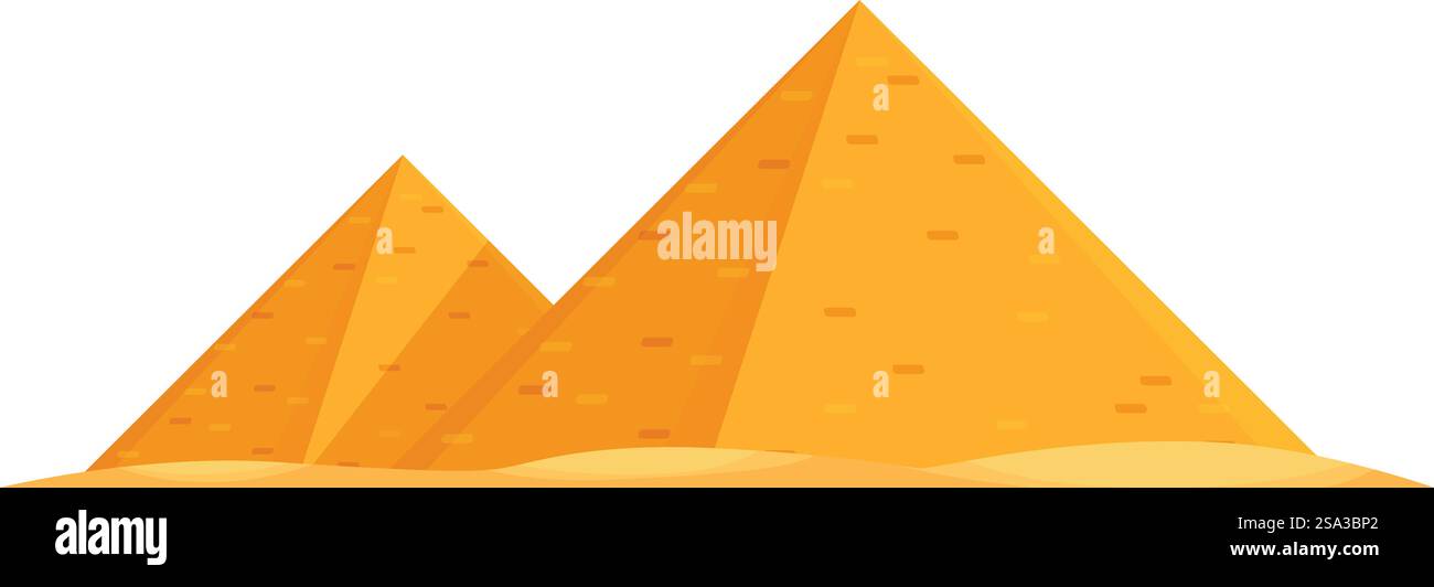 Colorful cartoon desert pyramids illustration with orange landscape ...