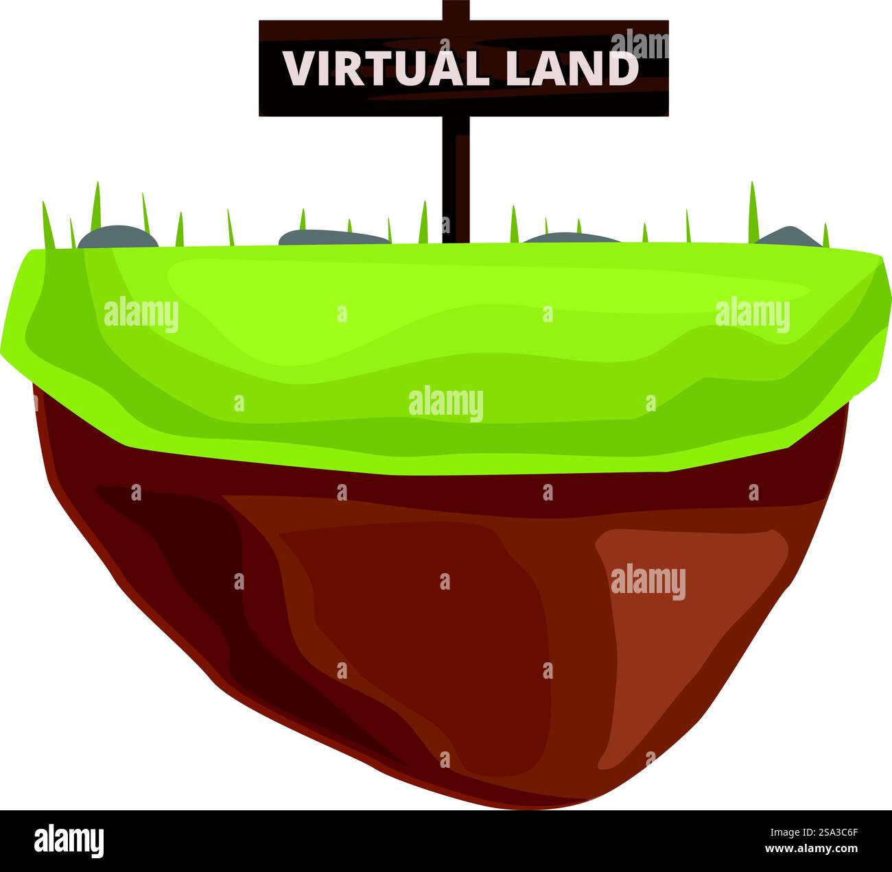 Illustration of a futuristic virtual land concept with floating islands ...