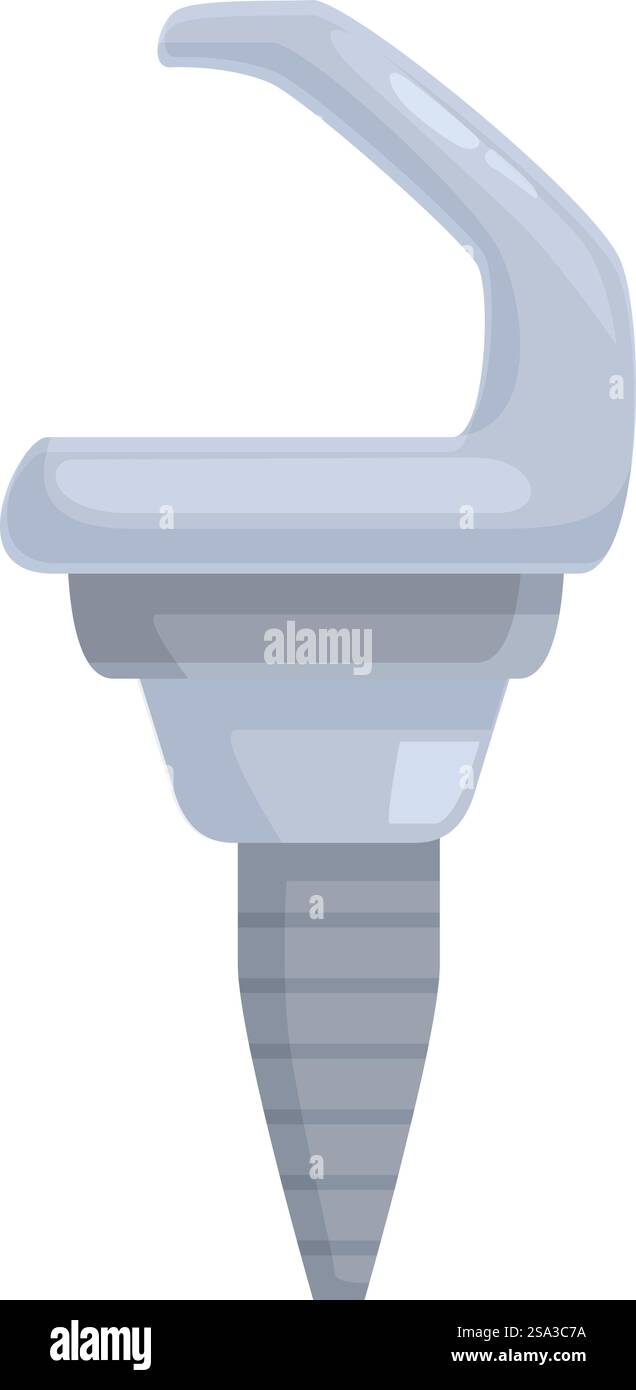 Detailed cartoon image of a single tooth dental implant used for dental ...