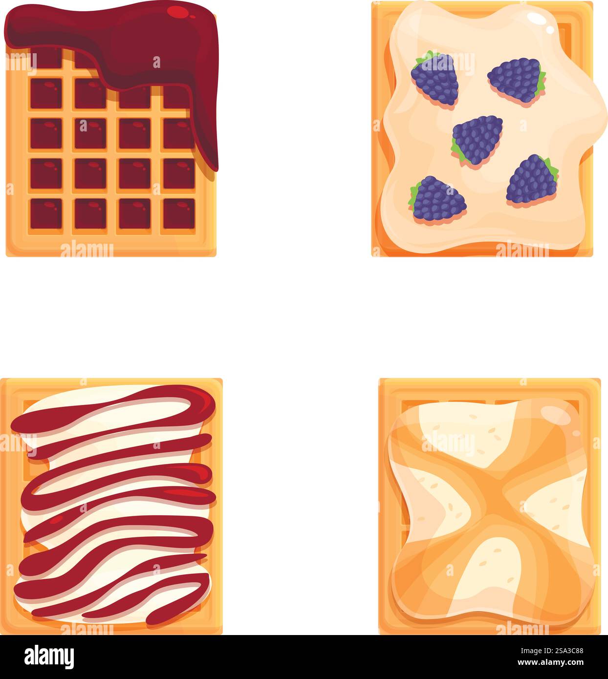 Assorted toast toppings vector set for delicious and healthy breakfast ...