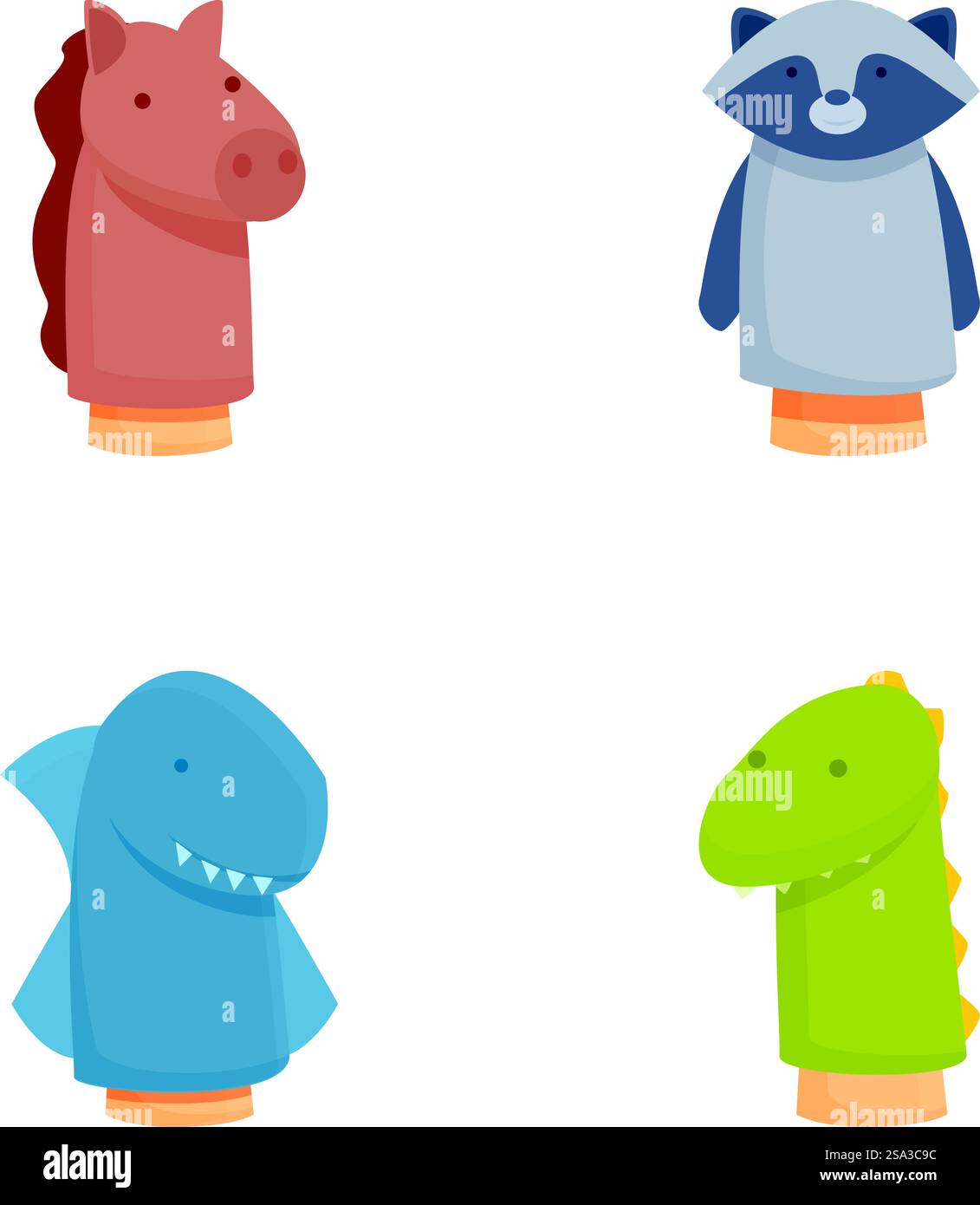 Colorful collection of vector finger puppets representing a horse ...