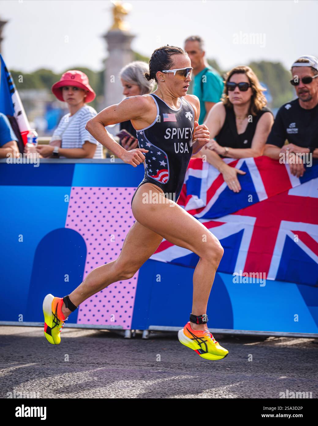 Taylor Spivey participating in the triathlon at the Paris 2024 Olympic ...