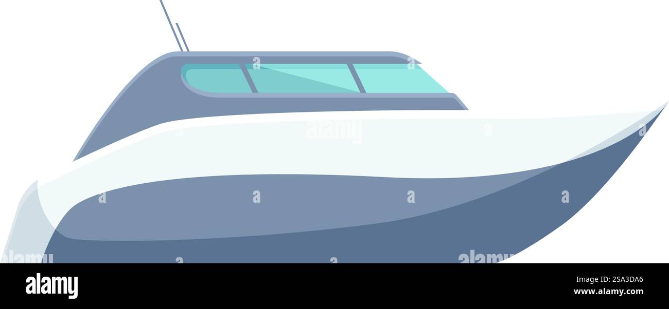 Vector graphic illustration of a sleek modern motor yacht isolated on a ...