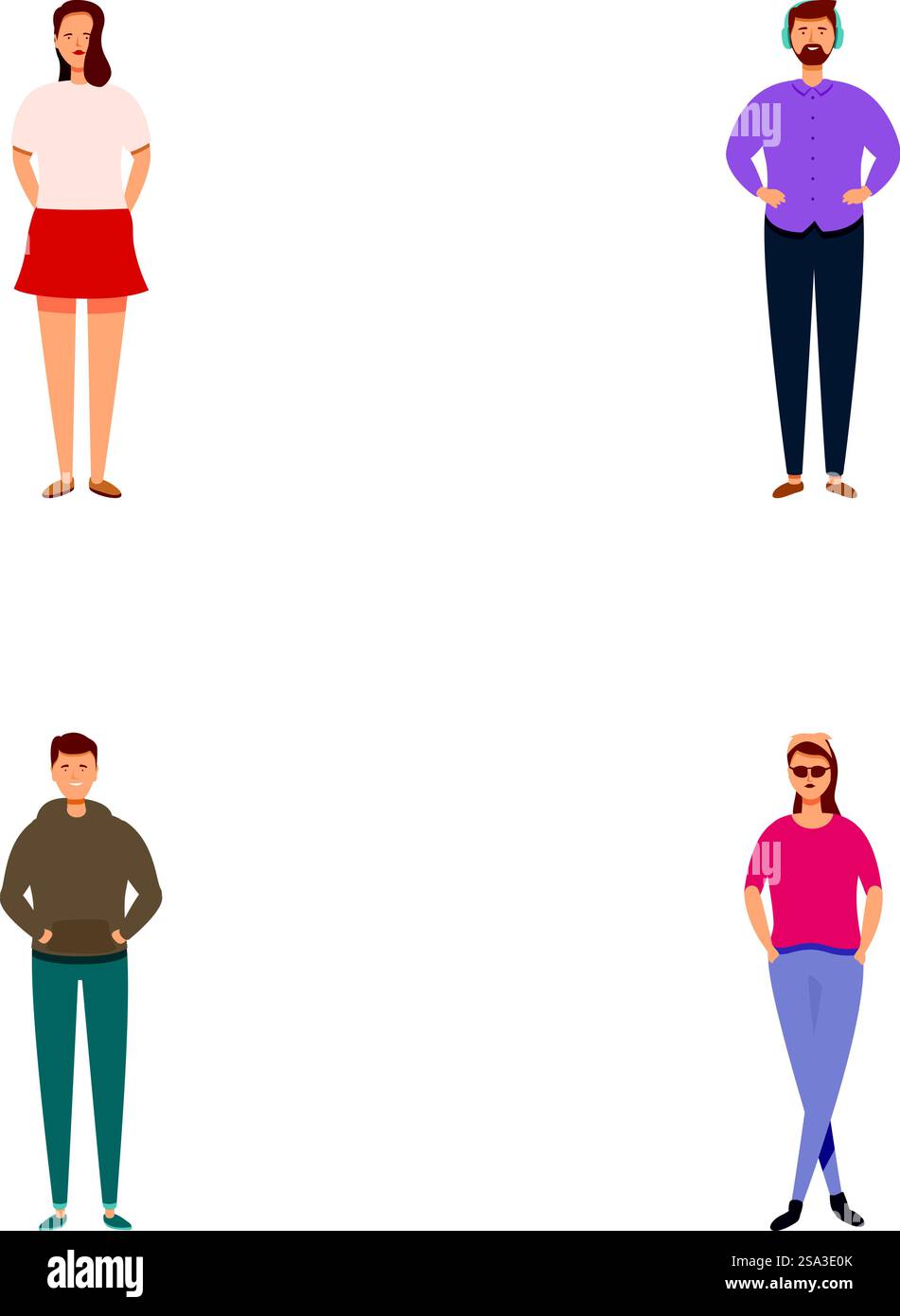 Illustration featuring four diverse cartoon people with neutral ...