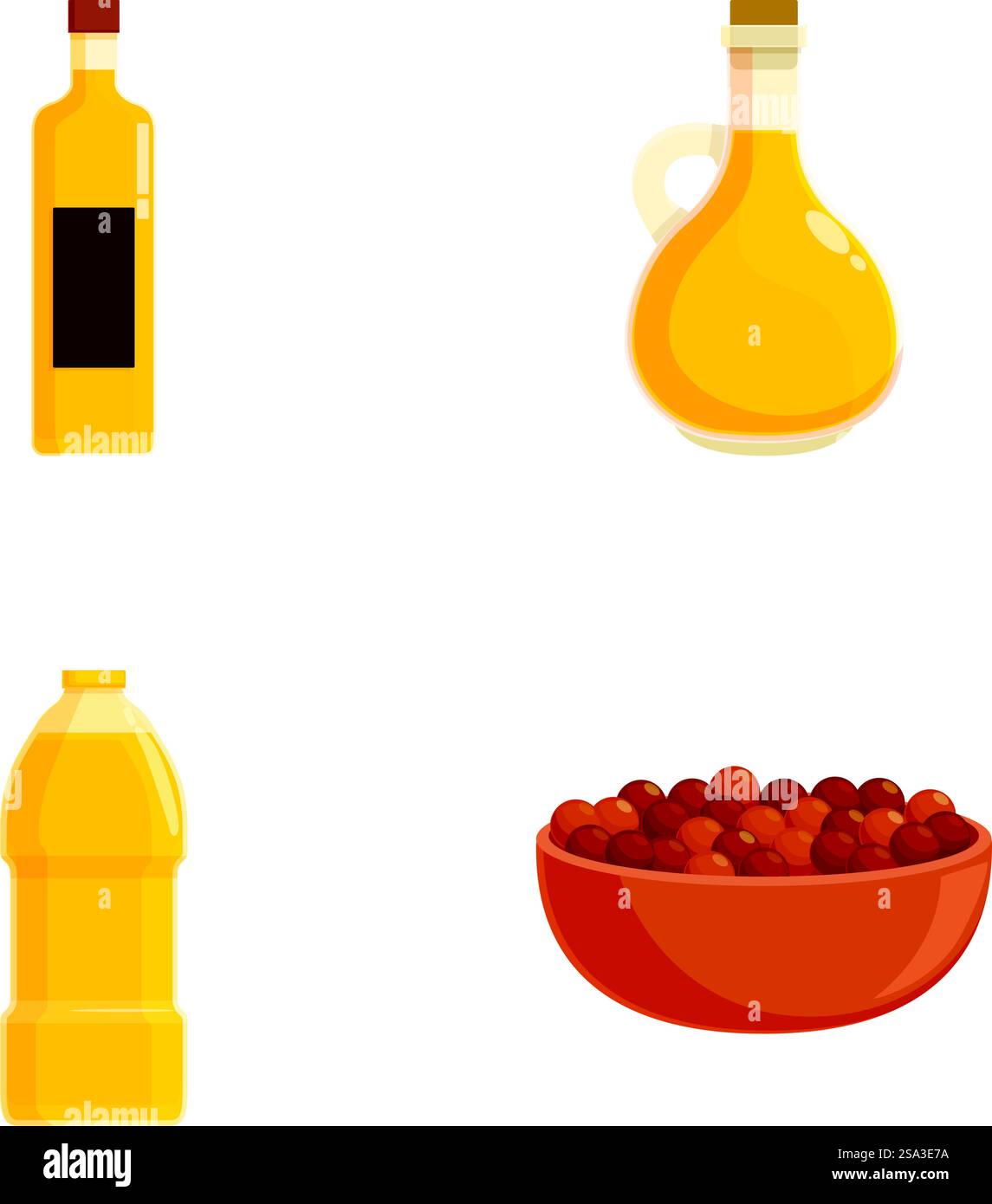 Collection of illustrated cooking oils and nuts hi-res stock ...