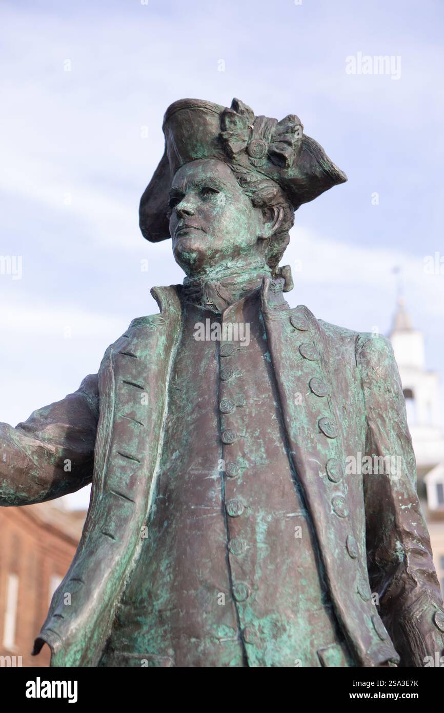 Bronze statue of Captain George Vancouver at Purfleet Quay, Kings Lynn ...
