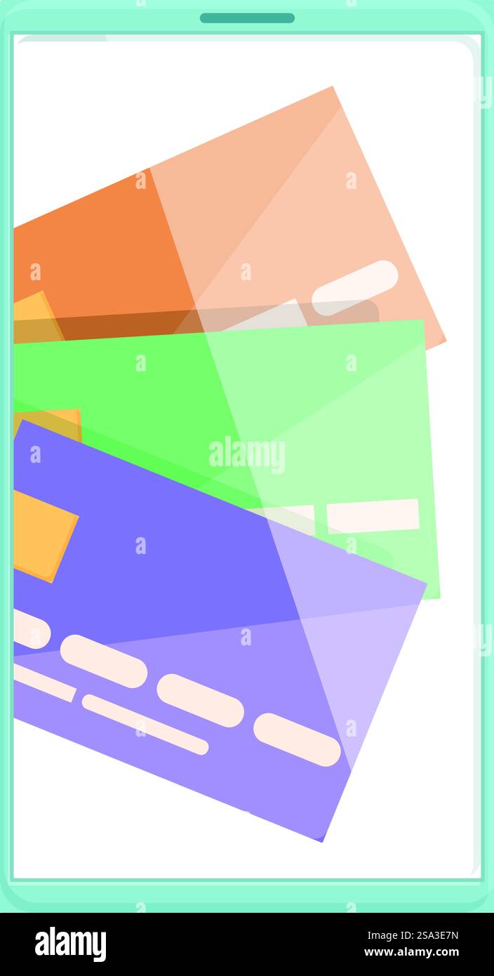 Stylized image showcasing colorful virtual credit cards inside a ...
