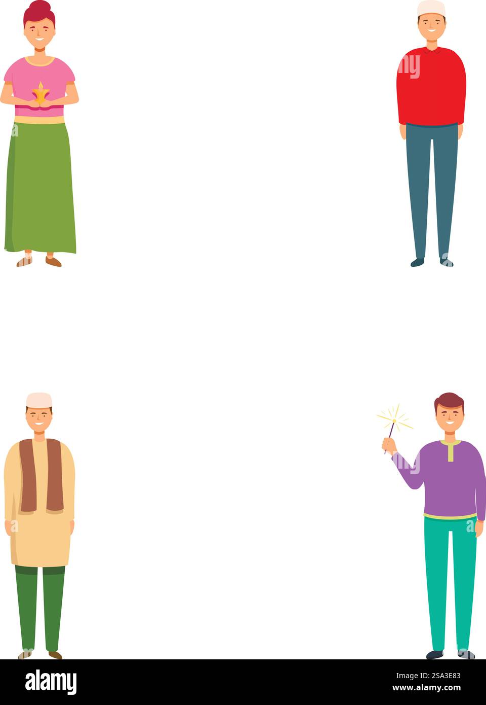 Set of four colorful illustrations featuring diverse individuals in ...