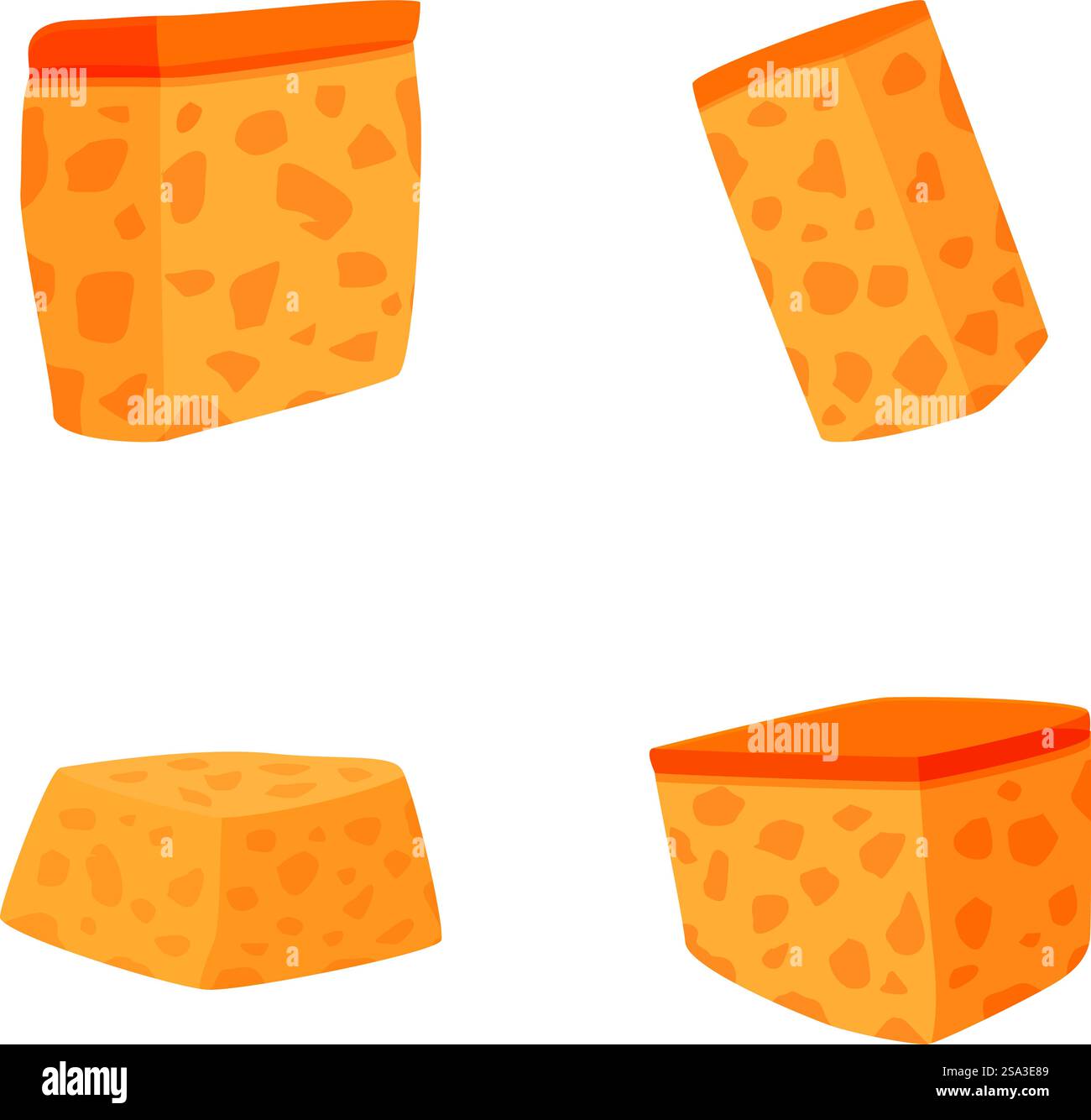 Four different angles of cheddar cheese illustrations, isolated on ...