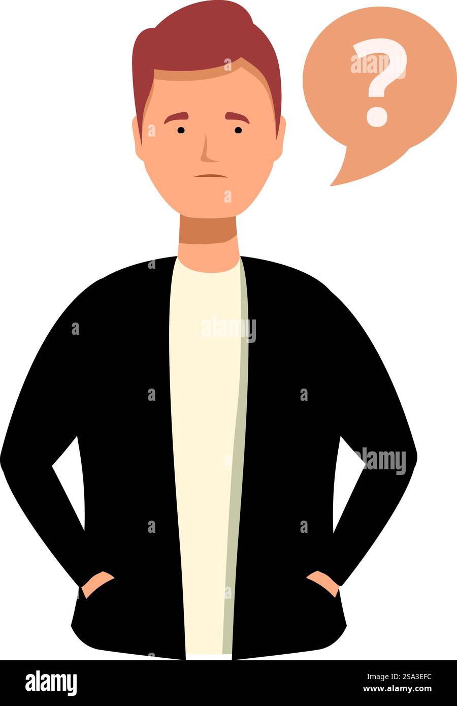 Illustration of a confused man with a question mark bubble, ideal for ...