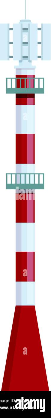 Cartoon illustration of a red and white communication tower with ...