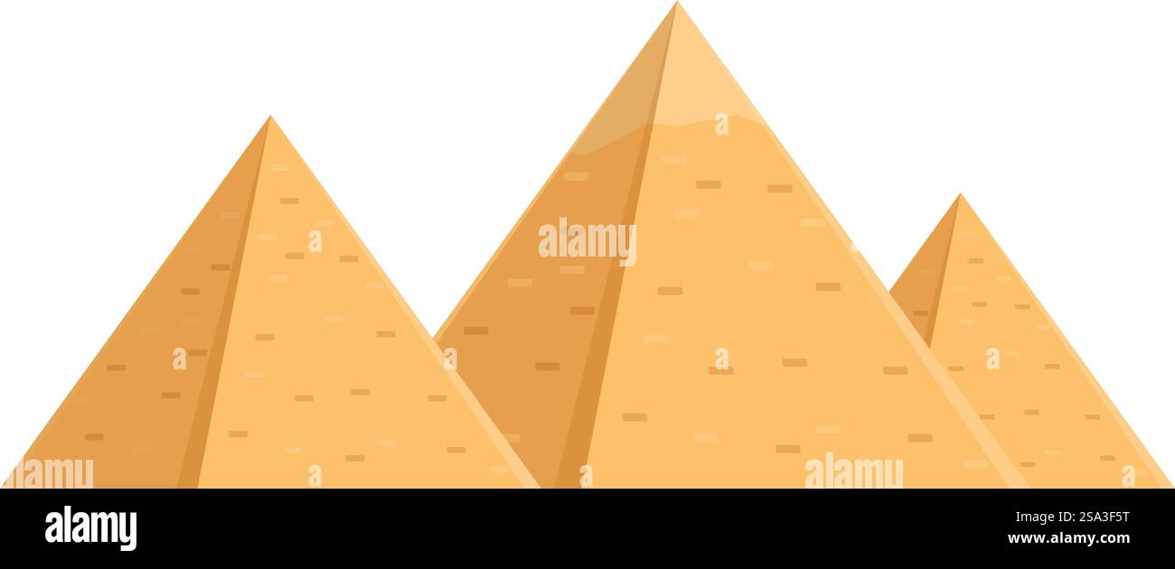 Vector graphic of three stylized desert pyramids in warm tones ...