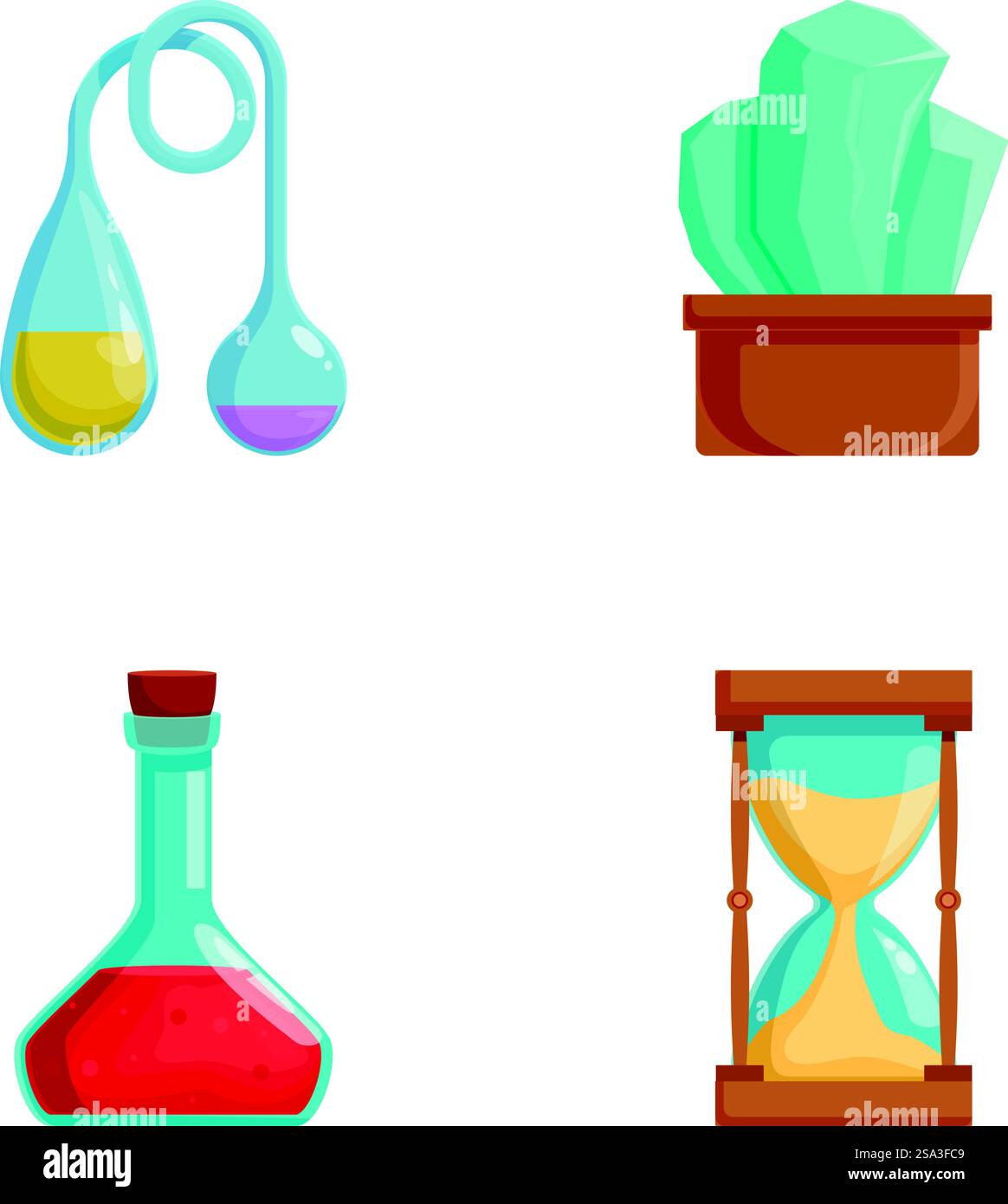 Vibrant set of four flat design icons featuring scientific and time ...