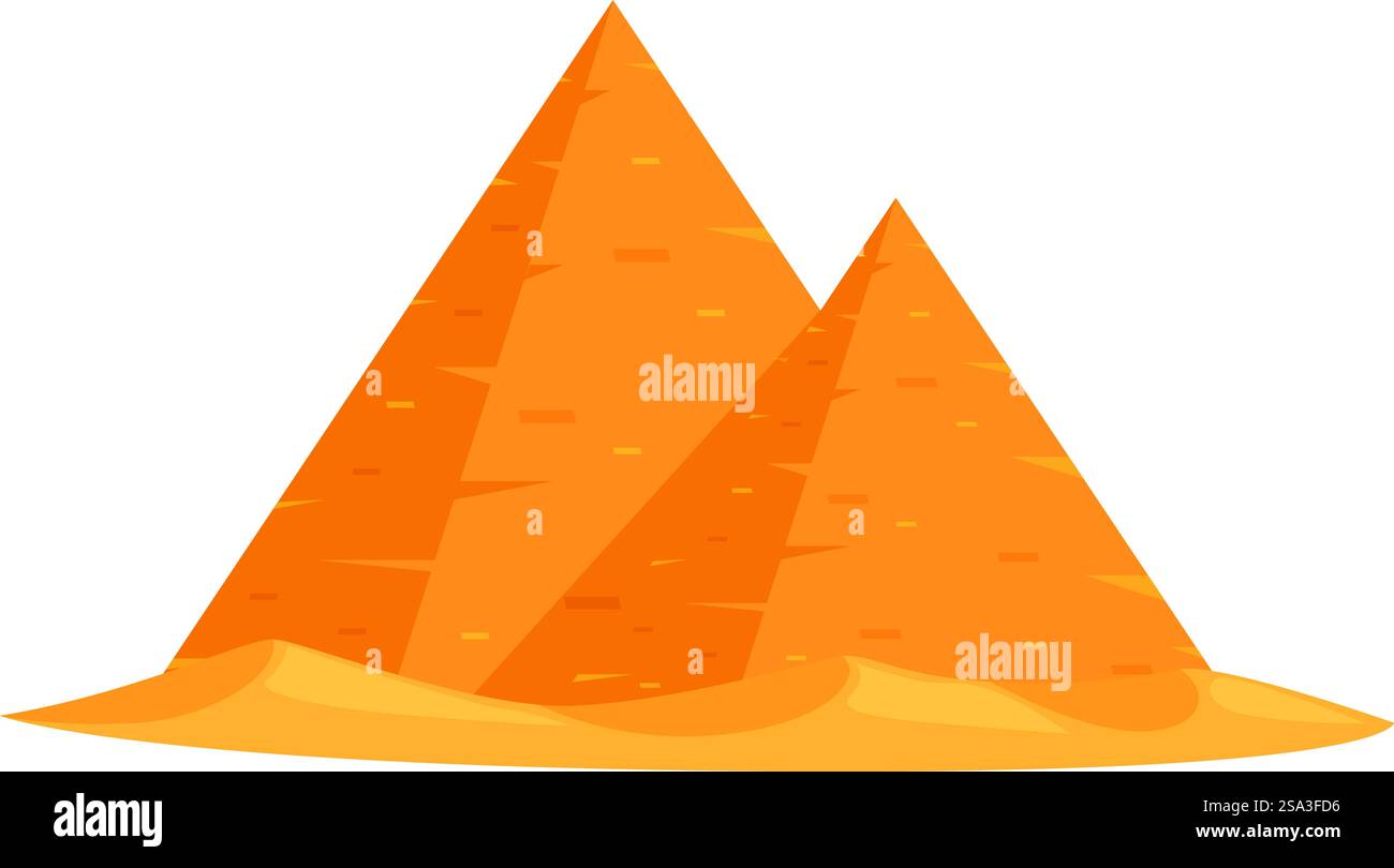 Cartoon illustration of ancient egyptian pyramids in a desert landscape ...