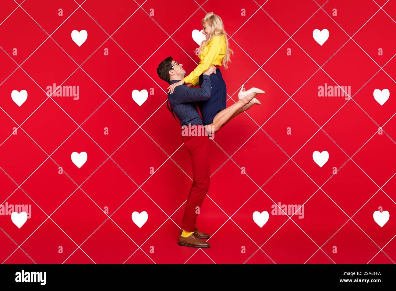 Full length body size view of attractive cheerful classy couple dancing ...