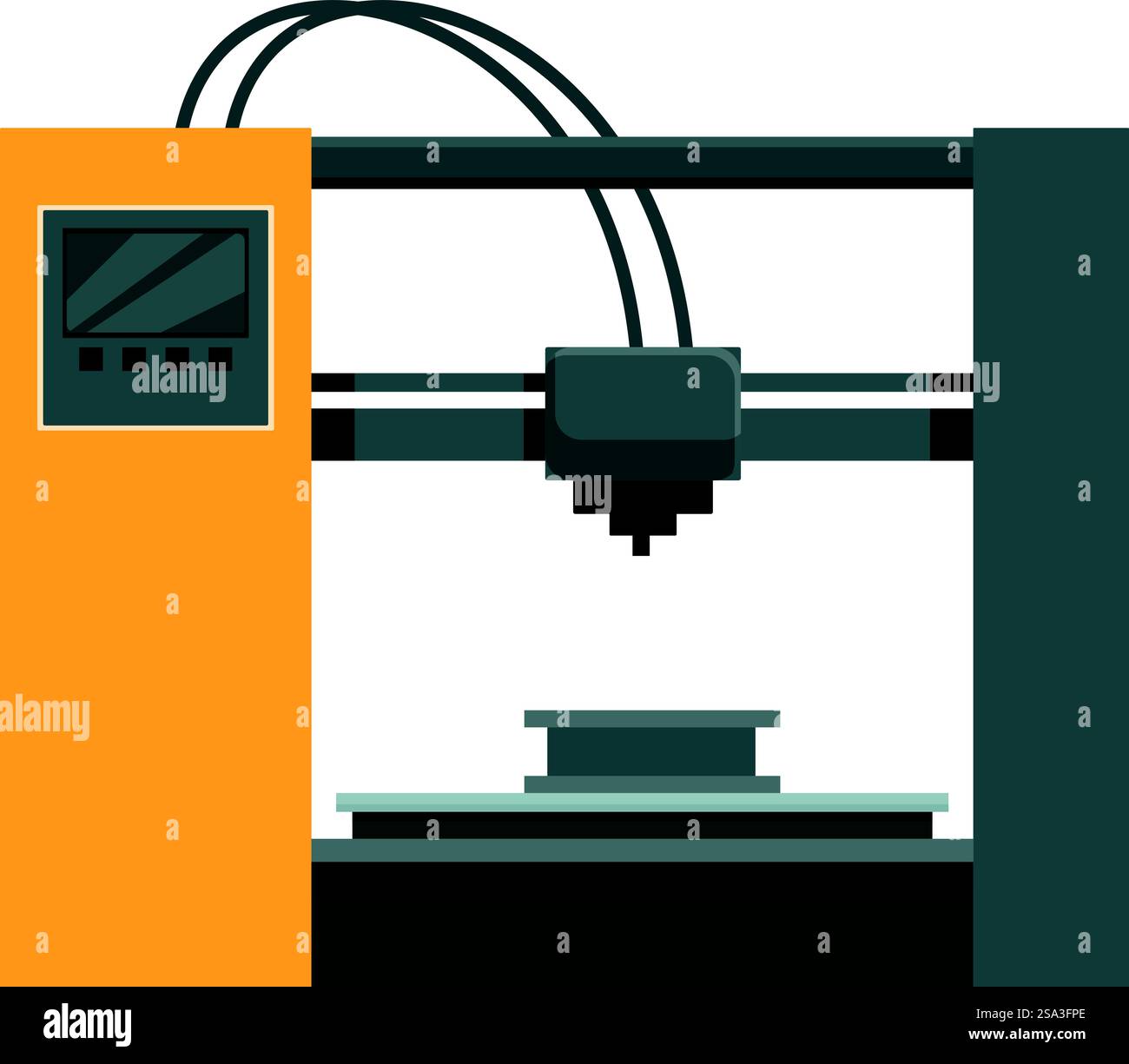 Flat design illustration of a desktop 3d printer hi-res stock ...