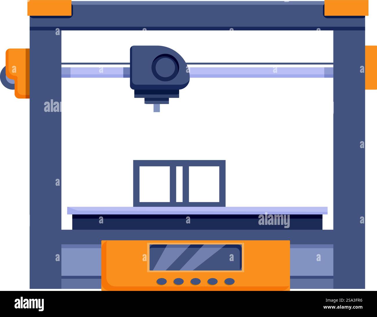 Colorful vector illustration of a modern 3d printer, showcasing its ...
