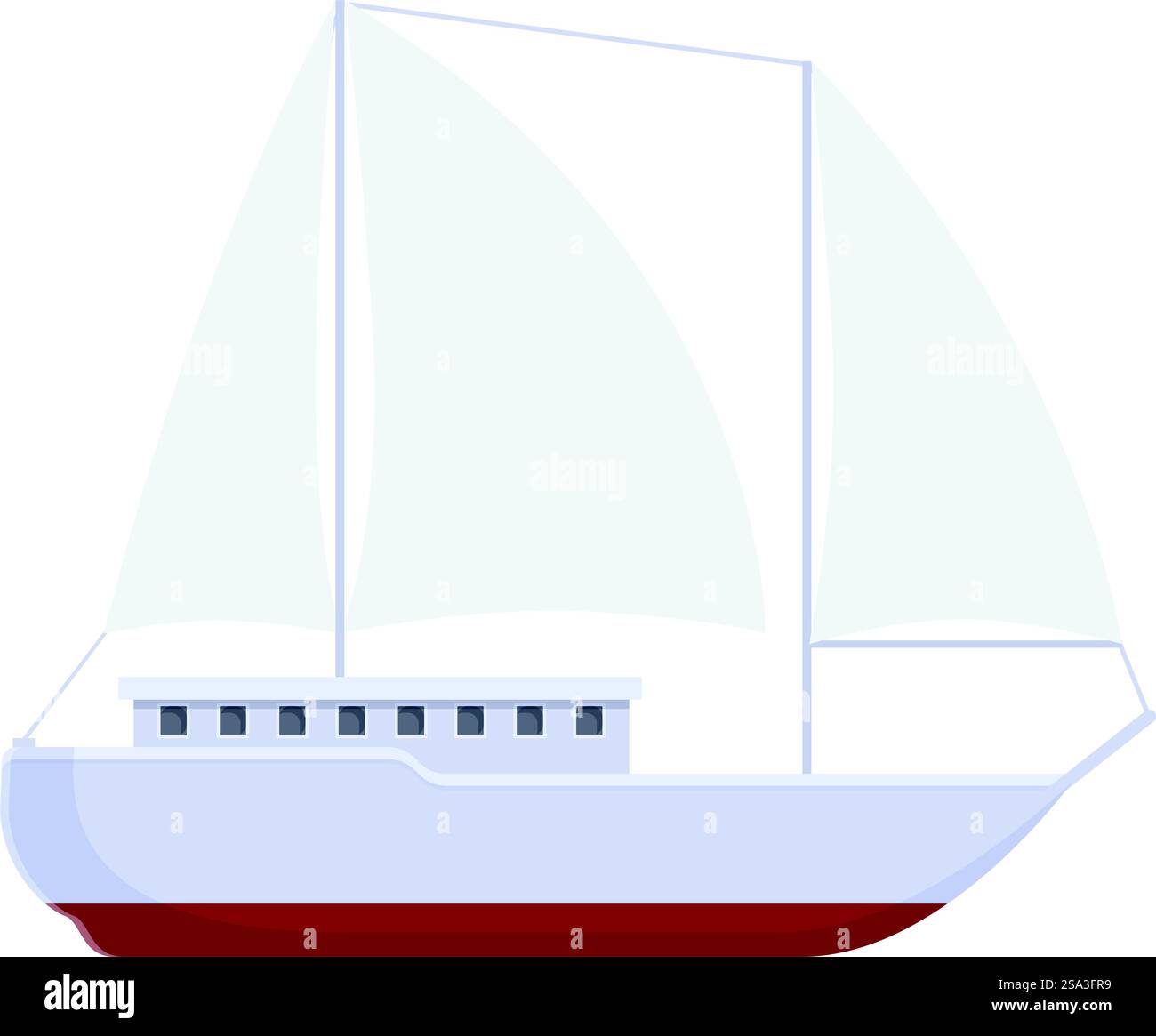 Simplified vector graphic depiction of a contemporary sailboat on a ...