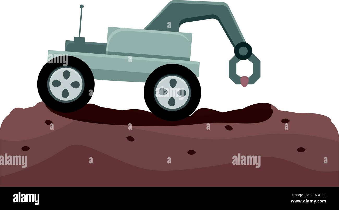 Vector graphic of a stylized lunar rover exploring the surface of the ...