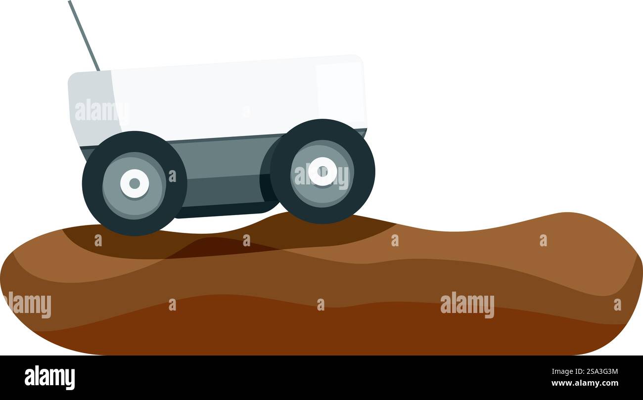 Flat design vector illustration of a mars rover on a martian surface ...