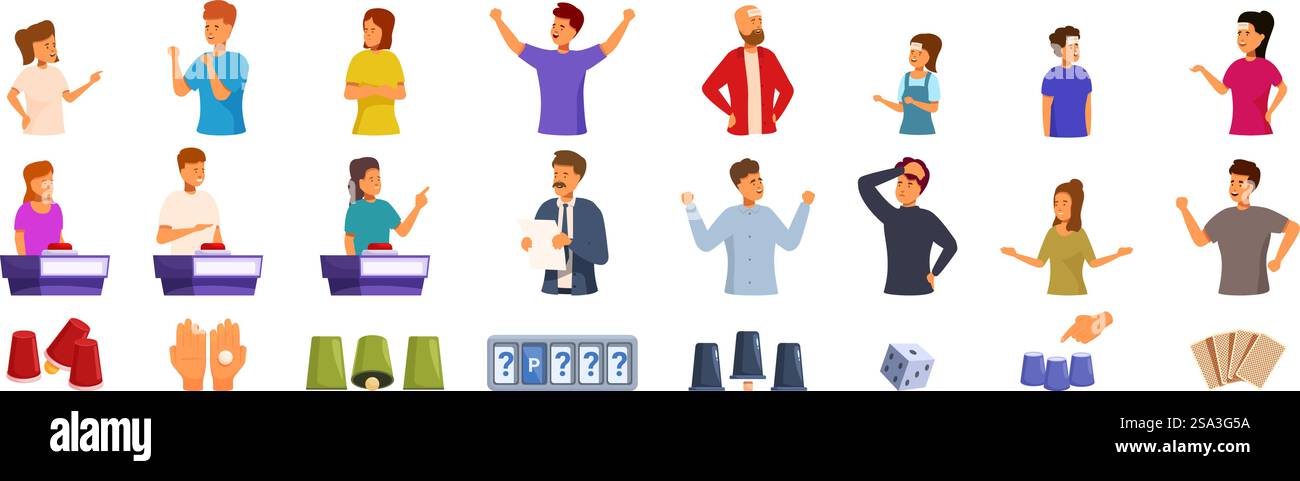 Winning guessing game vector. A group of people are playing a game with ...