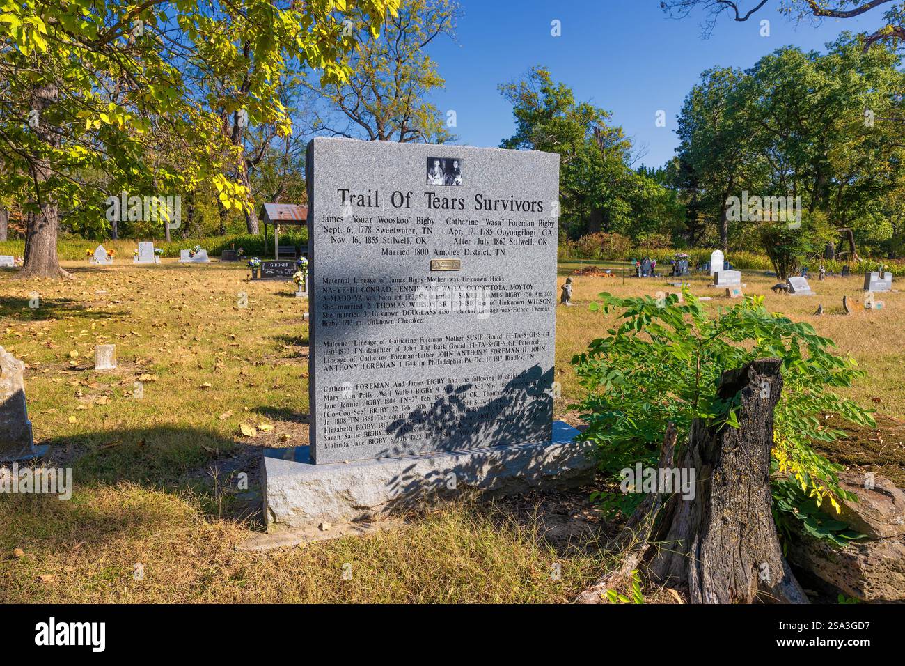 Bunch, Oklahoma, USA - October 10, 2024: A memorial stands over the ...