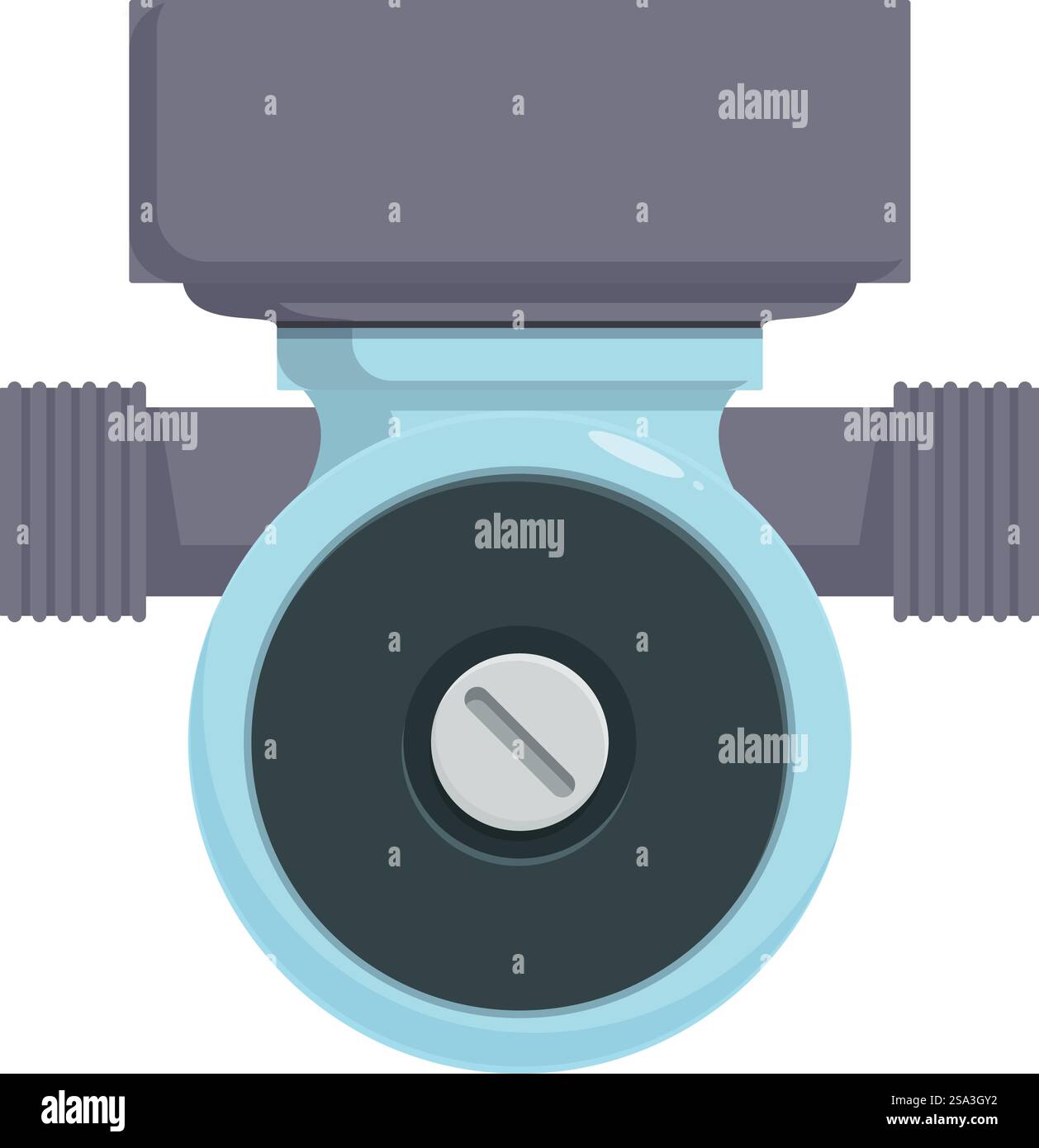 Vector illustration of a blue plastic ball valve, commonly used in ...