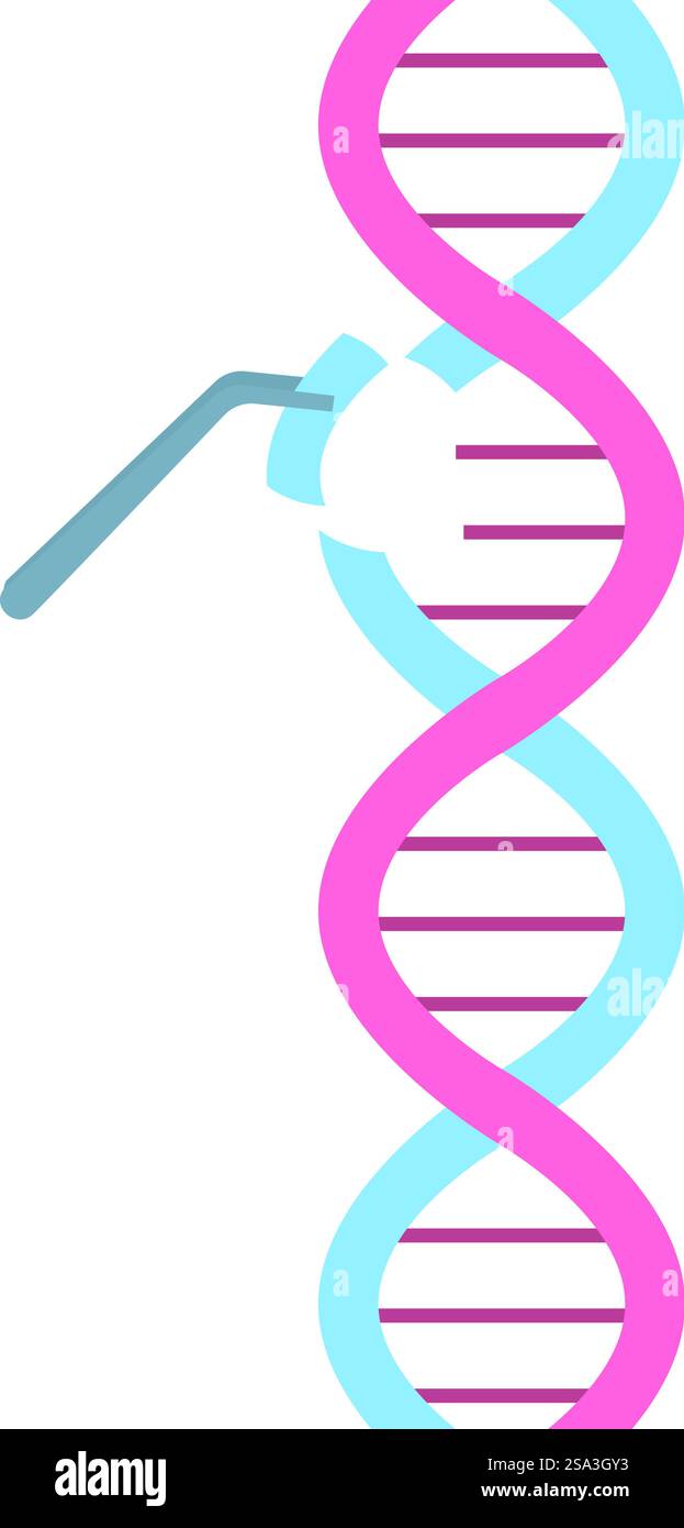 Vector graphic of genetic editing symbolized by a tool modifying a dna ...