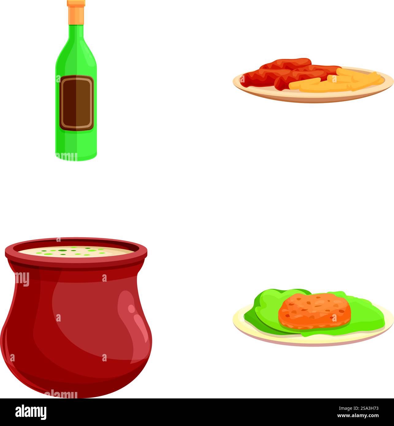 Balkan cuisine icons set cartoon vector. Traditional dish from balkan ...
