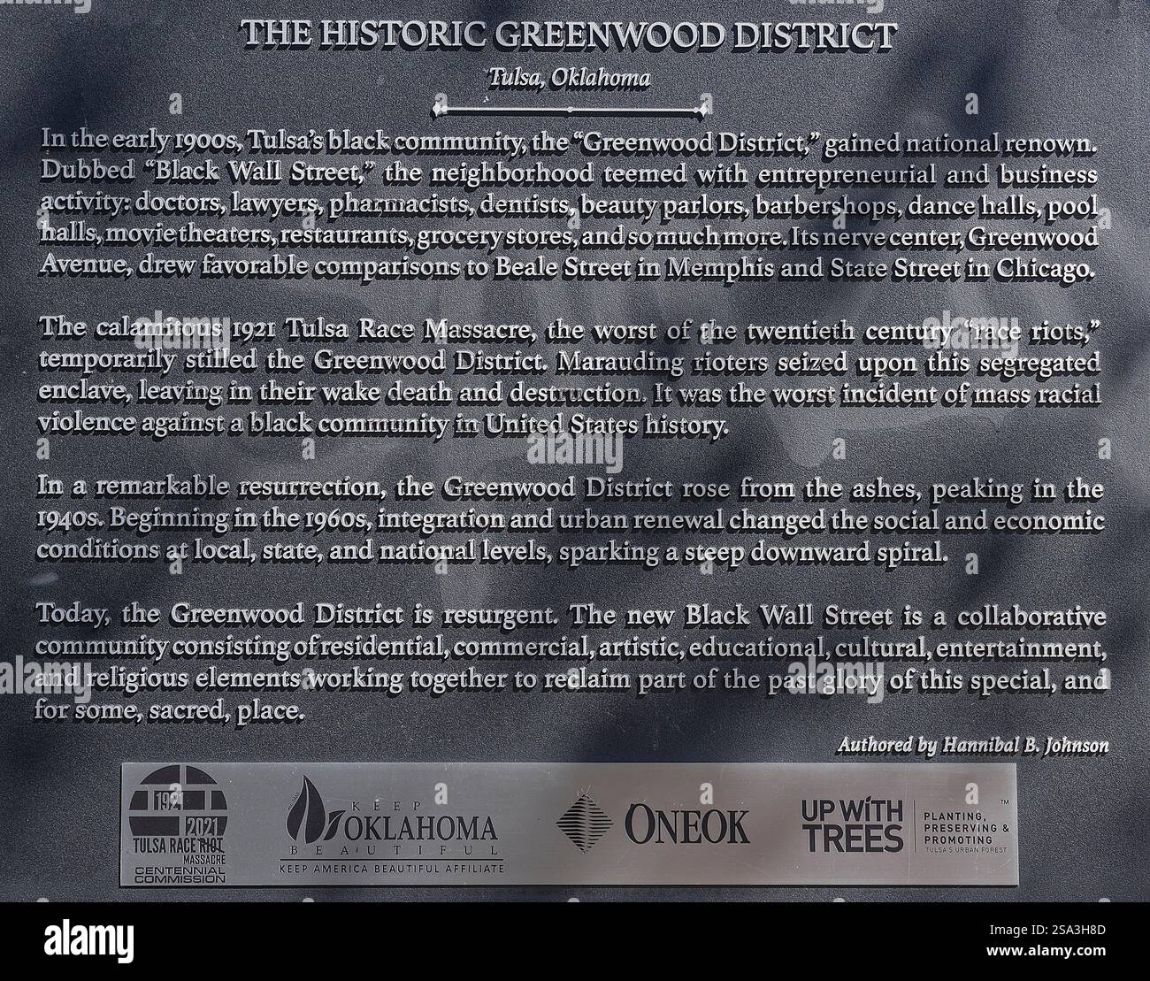 Tulsa, Oklahoma, USA - October 10, 2024: Historical information sign in ...