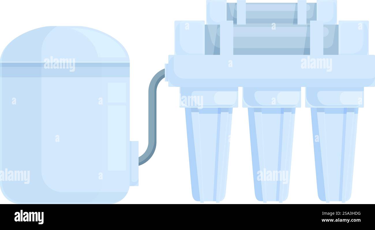Flat vector illustration of a domestic water filter and cartridge unit ...