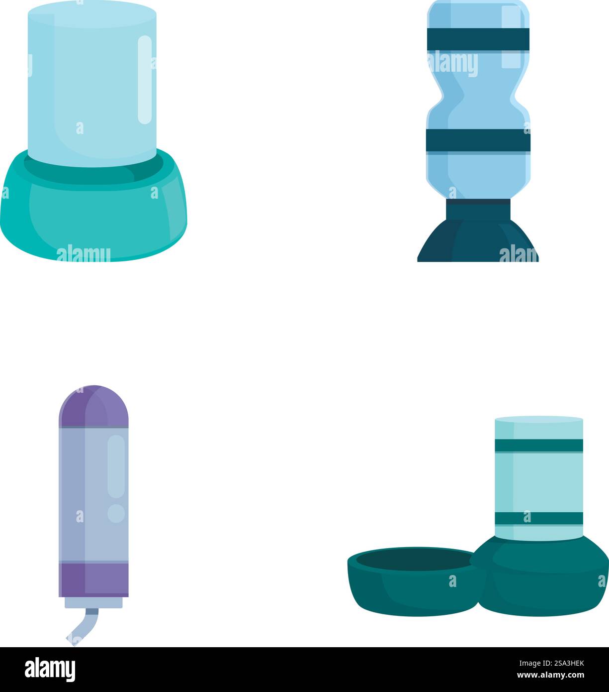 Collection of four water cooler and purifier icons in a clean vector ...