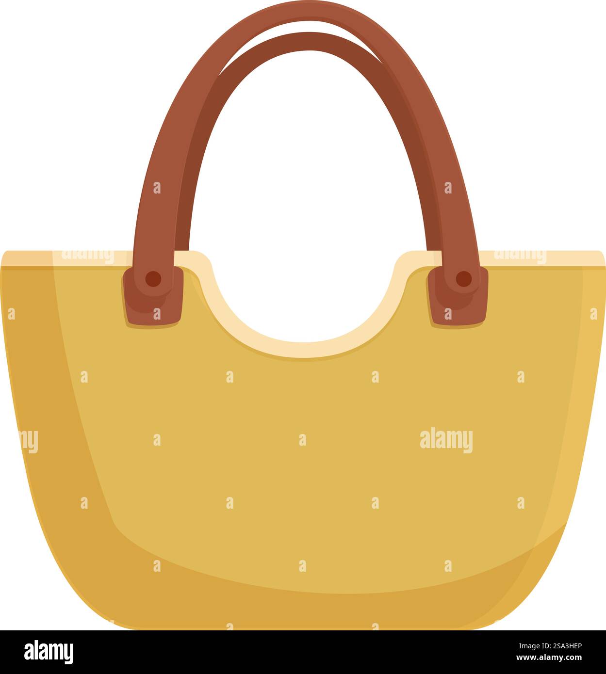 Vector illustration of a fashionable beige tote bag with brown handles ...