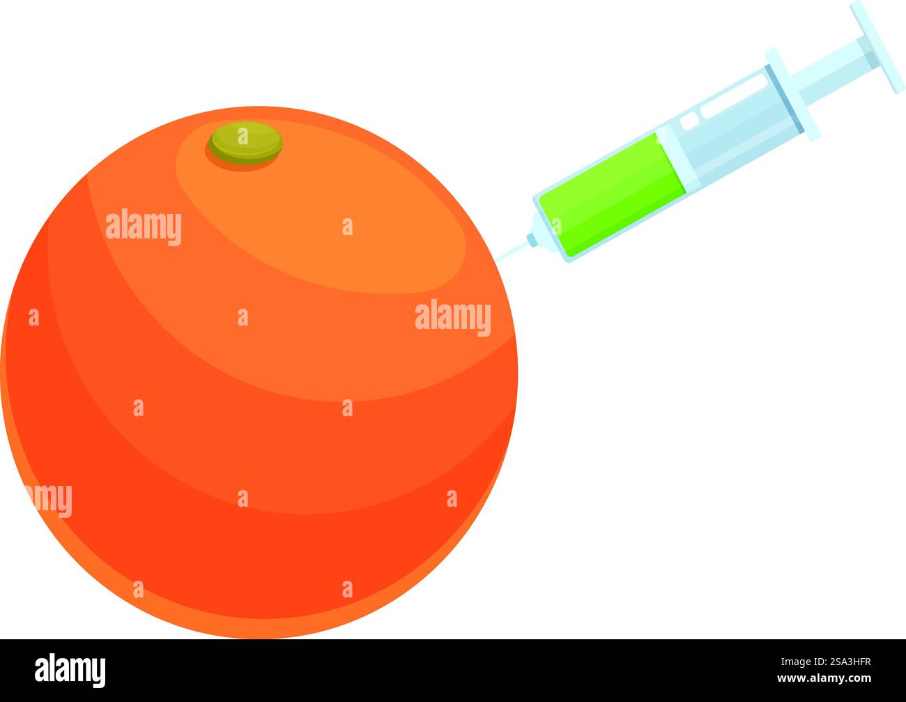 Vector graphic of a syringe injecting a dose into a fresh orange ...