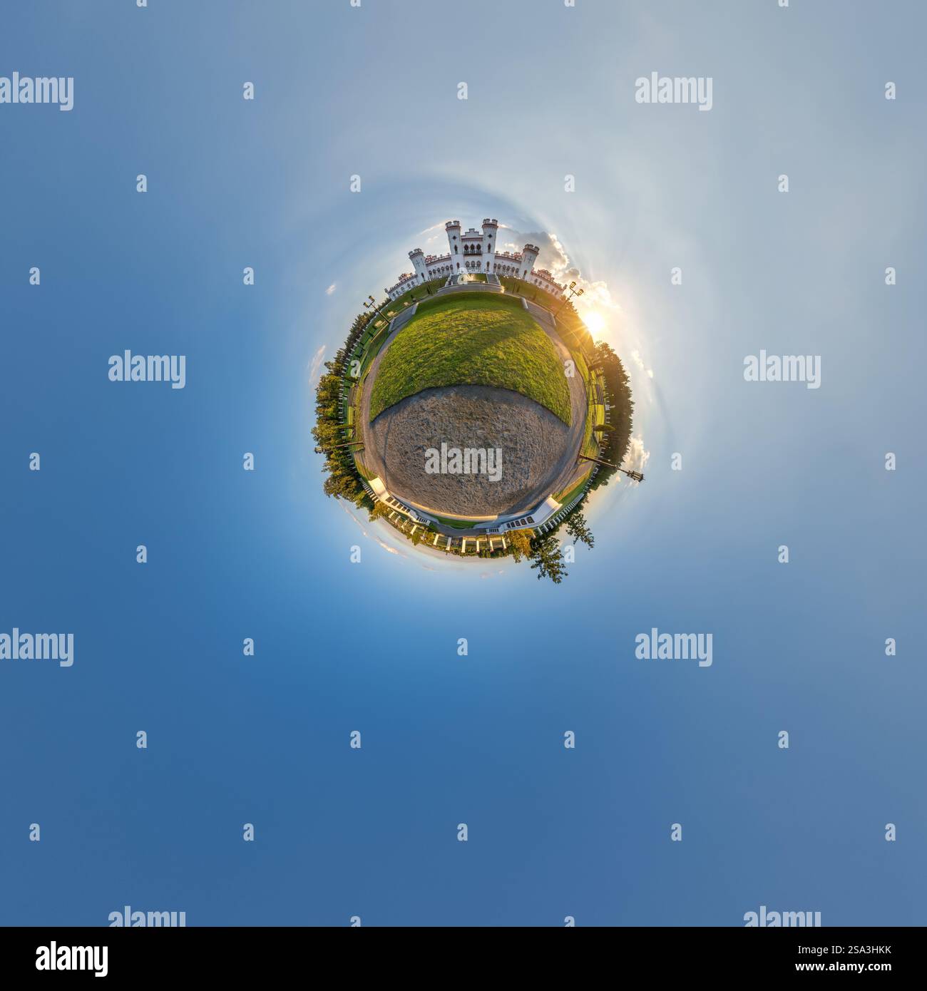 little planet and spherical aerial 360 panorama view on street ancient ...