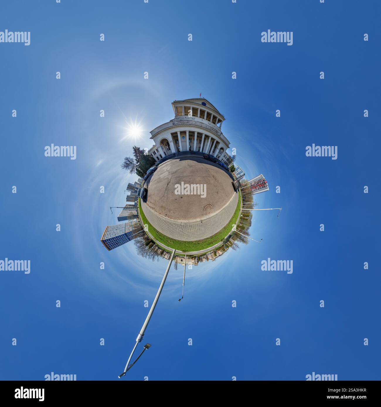 little planet and spherical aerial 360 panorama view on street ancient ...