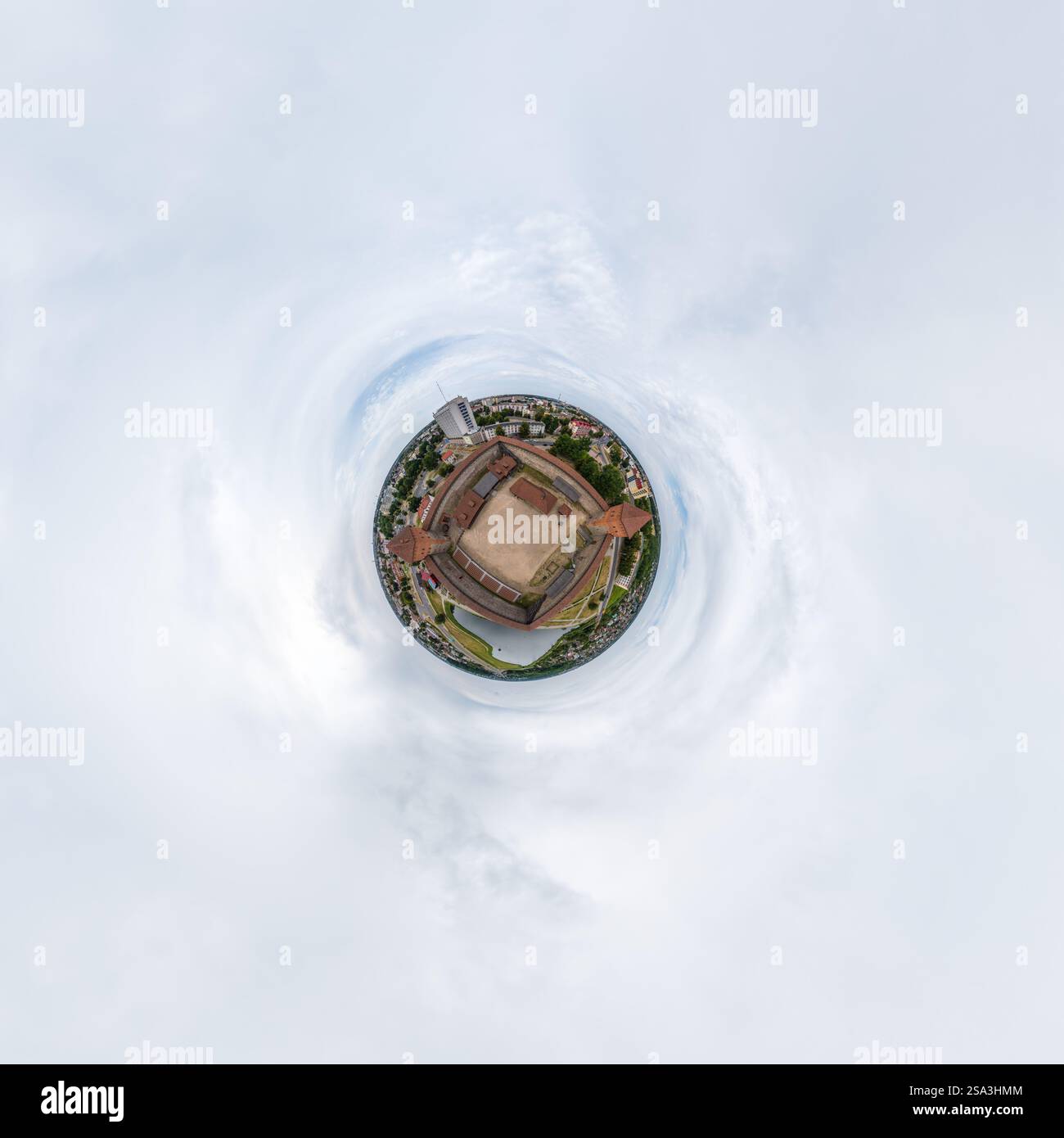 little planet and spherical aerial 360 panorama view on street ancient ...