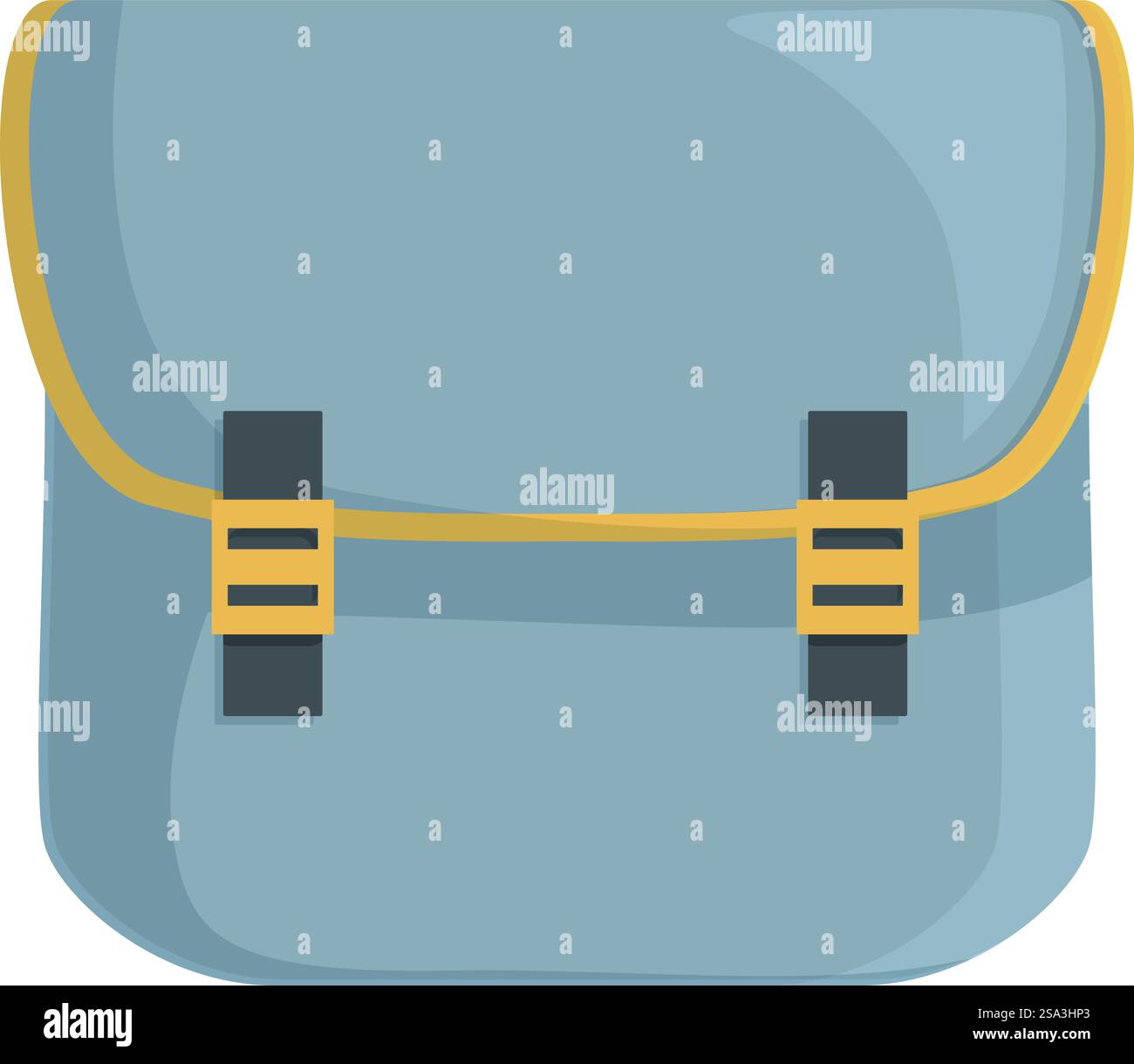 Vector graphic of a stylish blue satchel bag with yellow accents ...