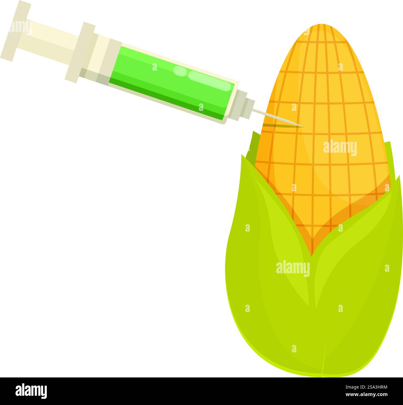 Graphic design depicting a syringe injecting a corn cob, symbolizing ...