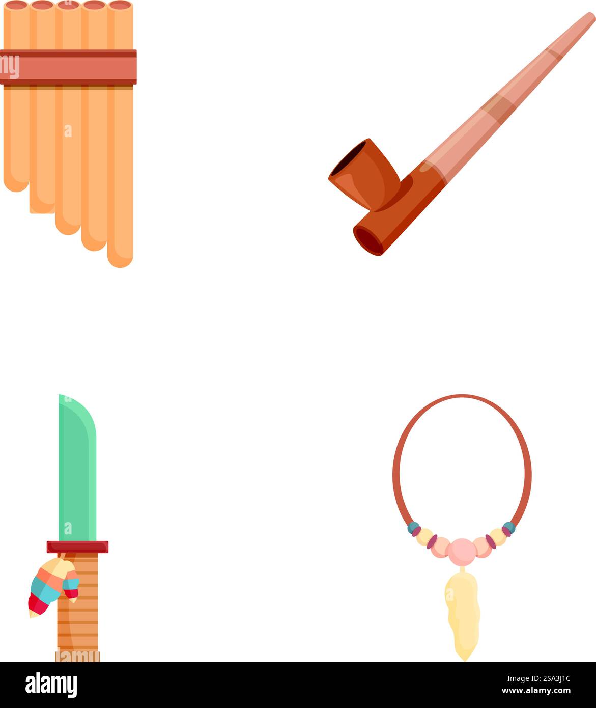 Aboriginal accessory icons set cartoon vector. Culture and life ...