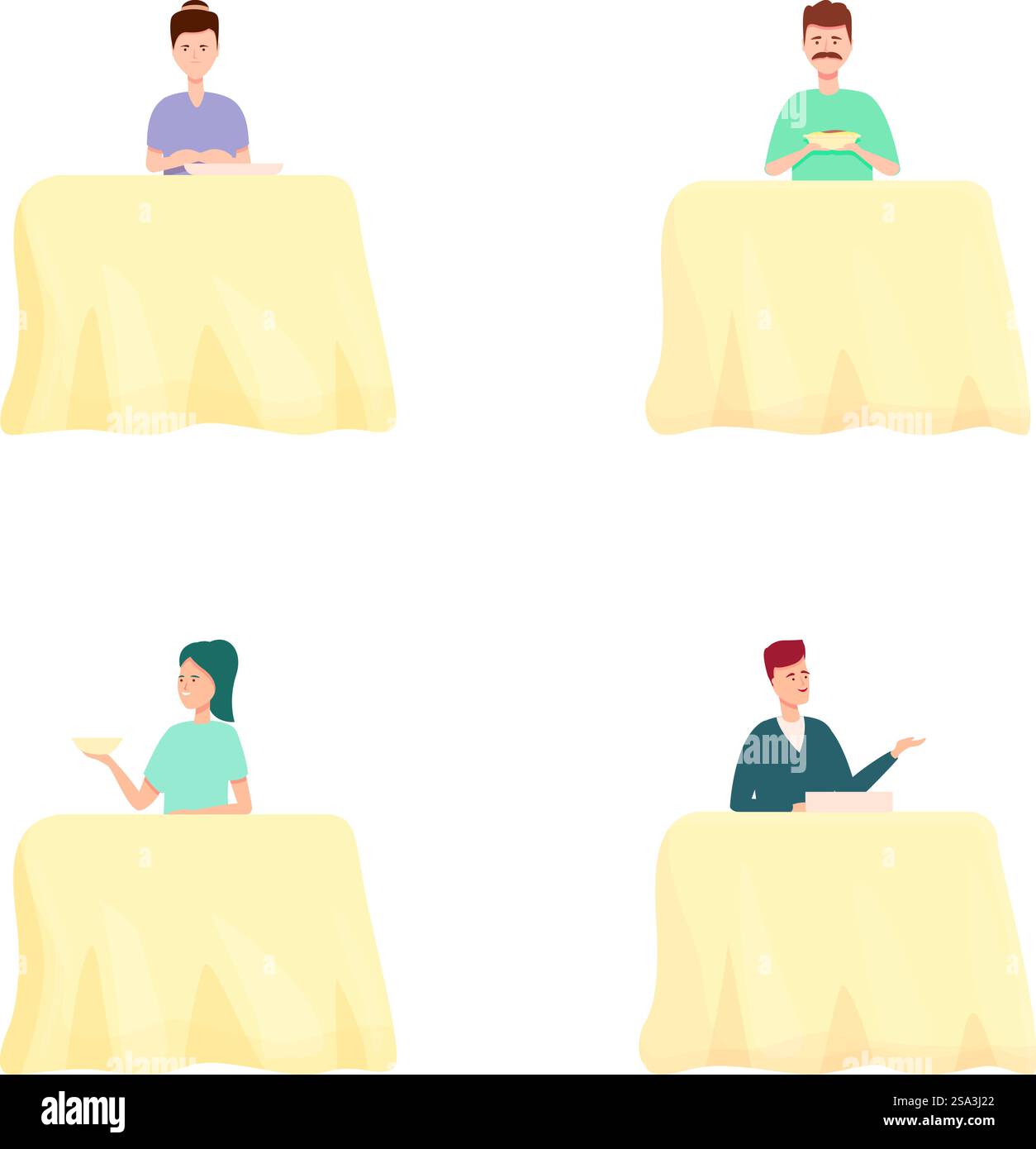 Illustration of diverse individuals focused on work while sitting at ...