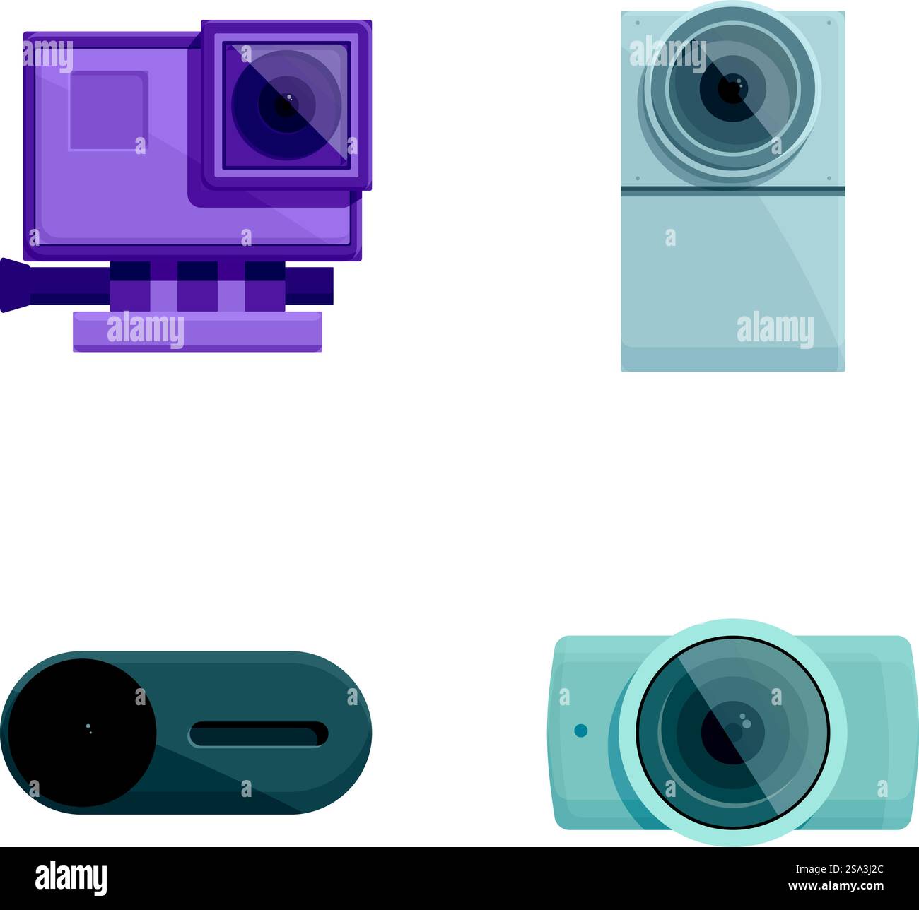 Illustration of four different styles of security cameras for ...