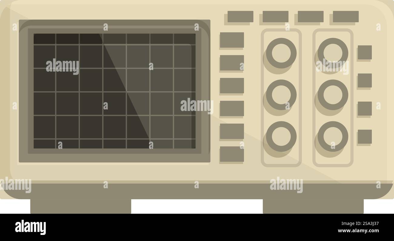 Detailed vintage oscilloscope illustration on isolated white background ...