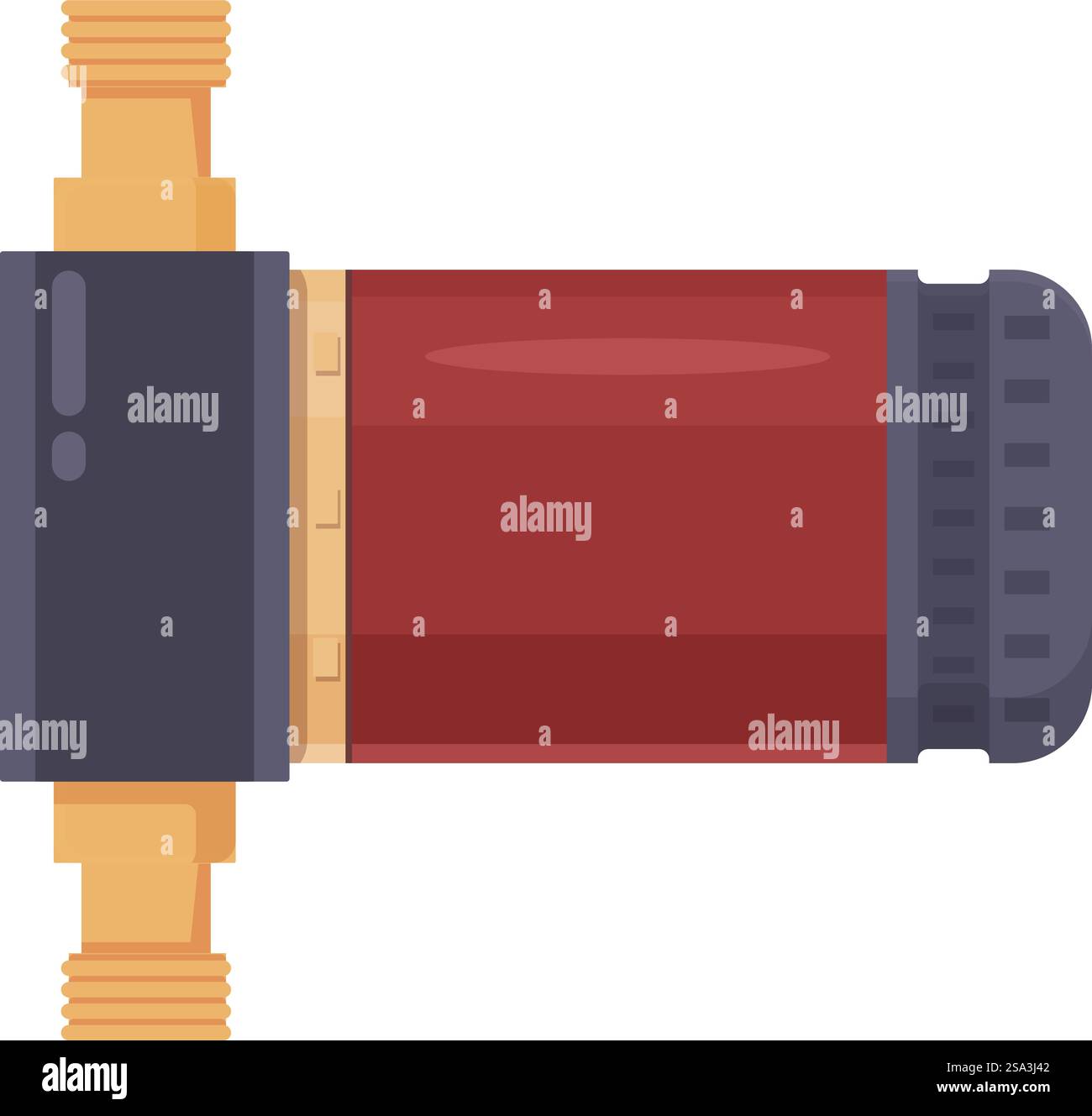 Graphic vector illustration of a red and gold firefighter hose nozzle ...