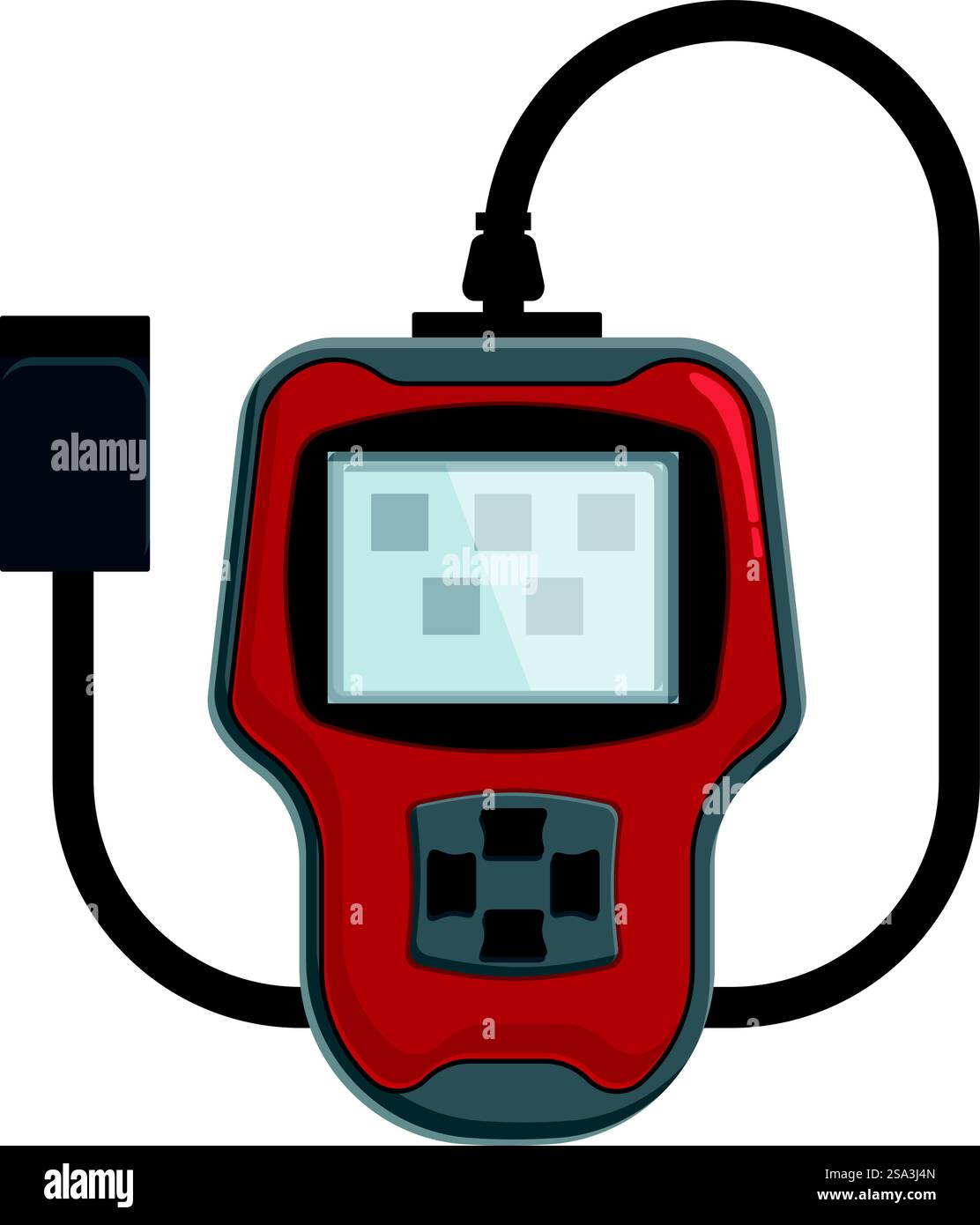 Vector illustration of a red obd2 scanner, a device for vehicle ...