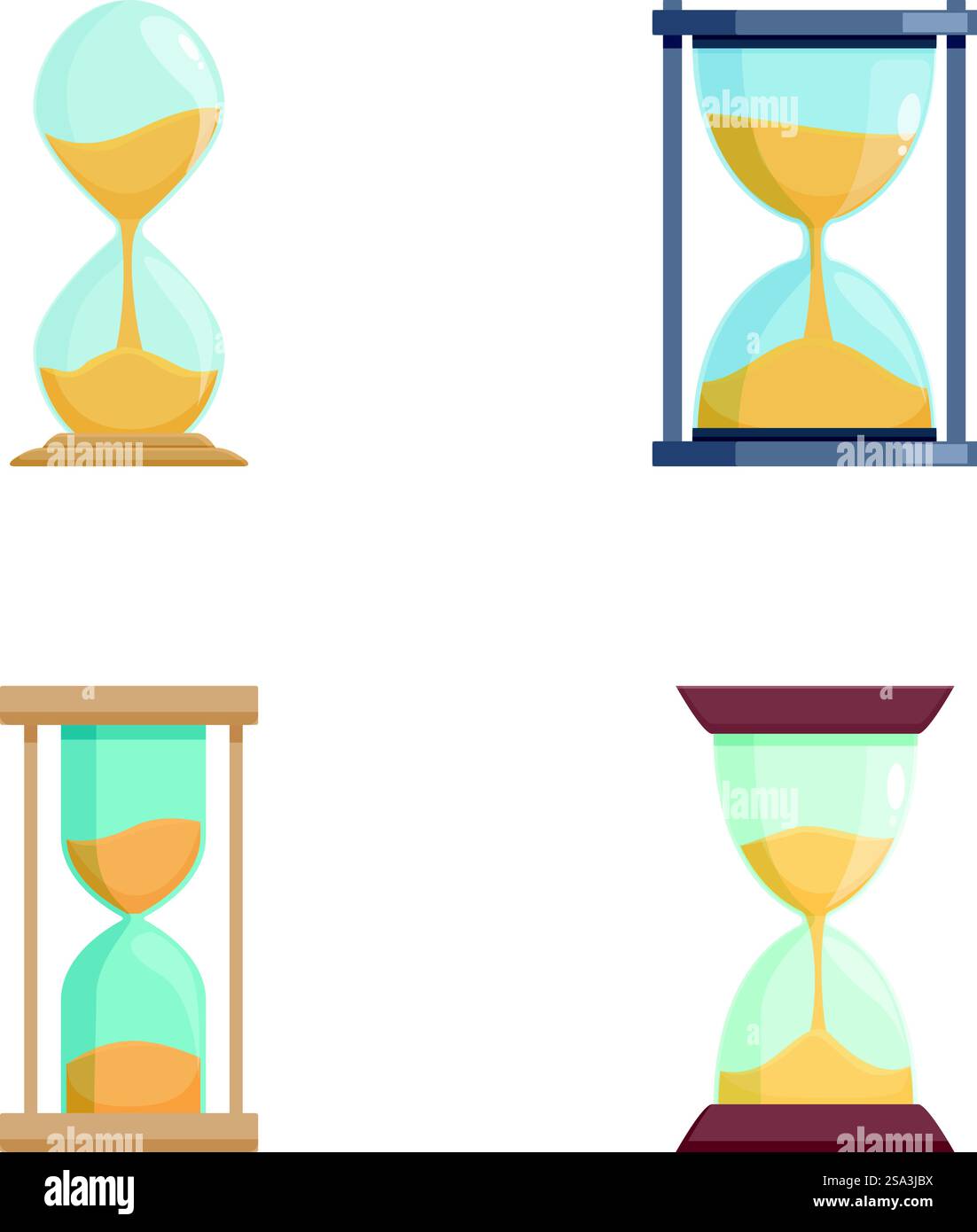 Vintage collection of hourglass icons set with various time management ...