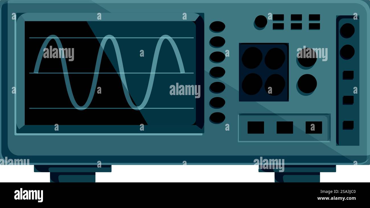 Detailed digital oscilloscope vector illustration with modern graphical interface for electronic ...